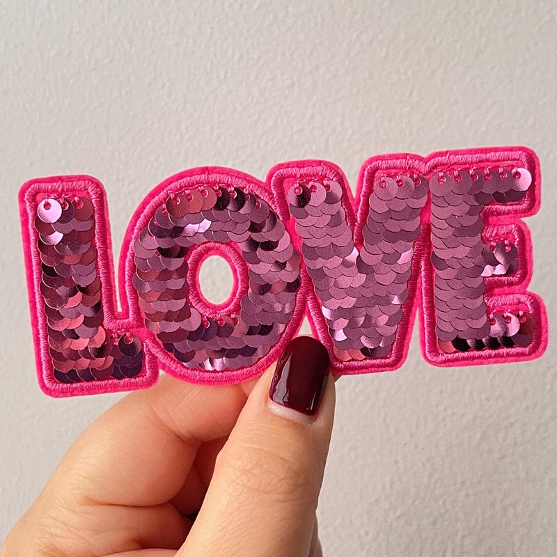 Sequin Love Patches - Etsy