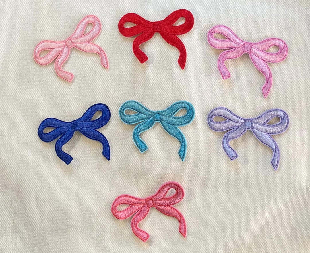 Dainty Bow Iron Patch, Embroidered Bow Patches, Iron on Patch for Girls ...