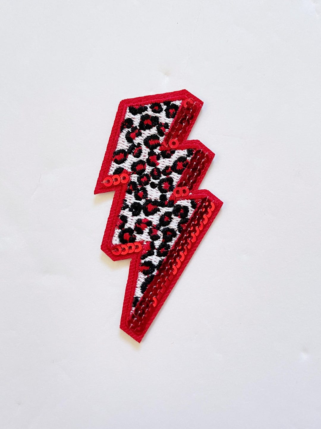Iron Patch, Embroidered Lightning Patch, Red Cheetah Patch, Senior Day ...
