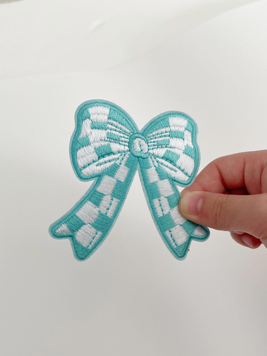 Checkered Patches, Baby Blue Bow Patches, Trucker Hat Patch, Iron on ...