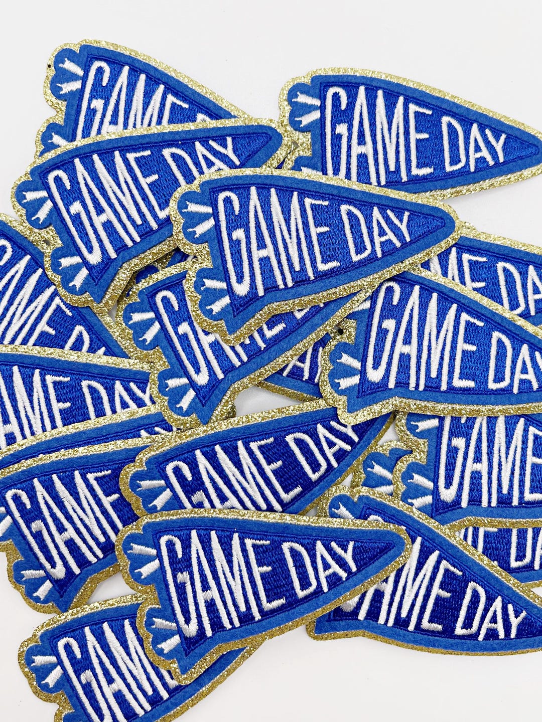 Blue & Gold Pennant Patch: Embroidered Iron-on Applique, Game Day Iron ...