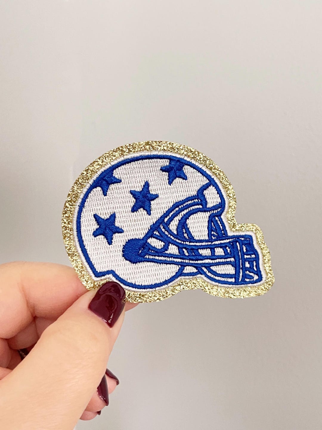 Patches, Blue Helmet Iron on Patch, Game Day Patches, Cheerleader ...