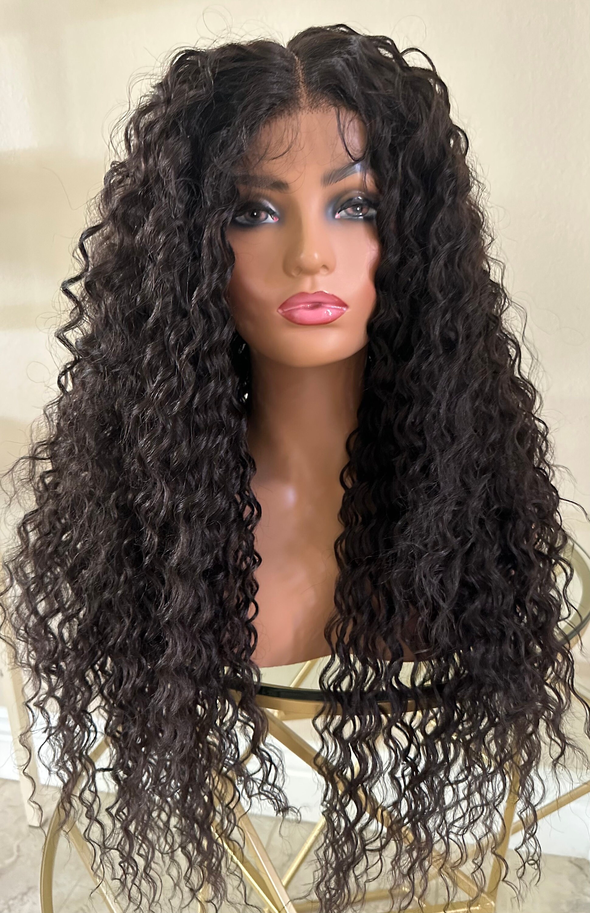 Dark Brown Lace Front Deep Curl Twist Lace Part Soft Body Wavy Natural ...