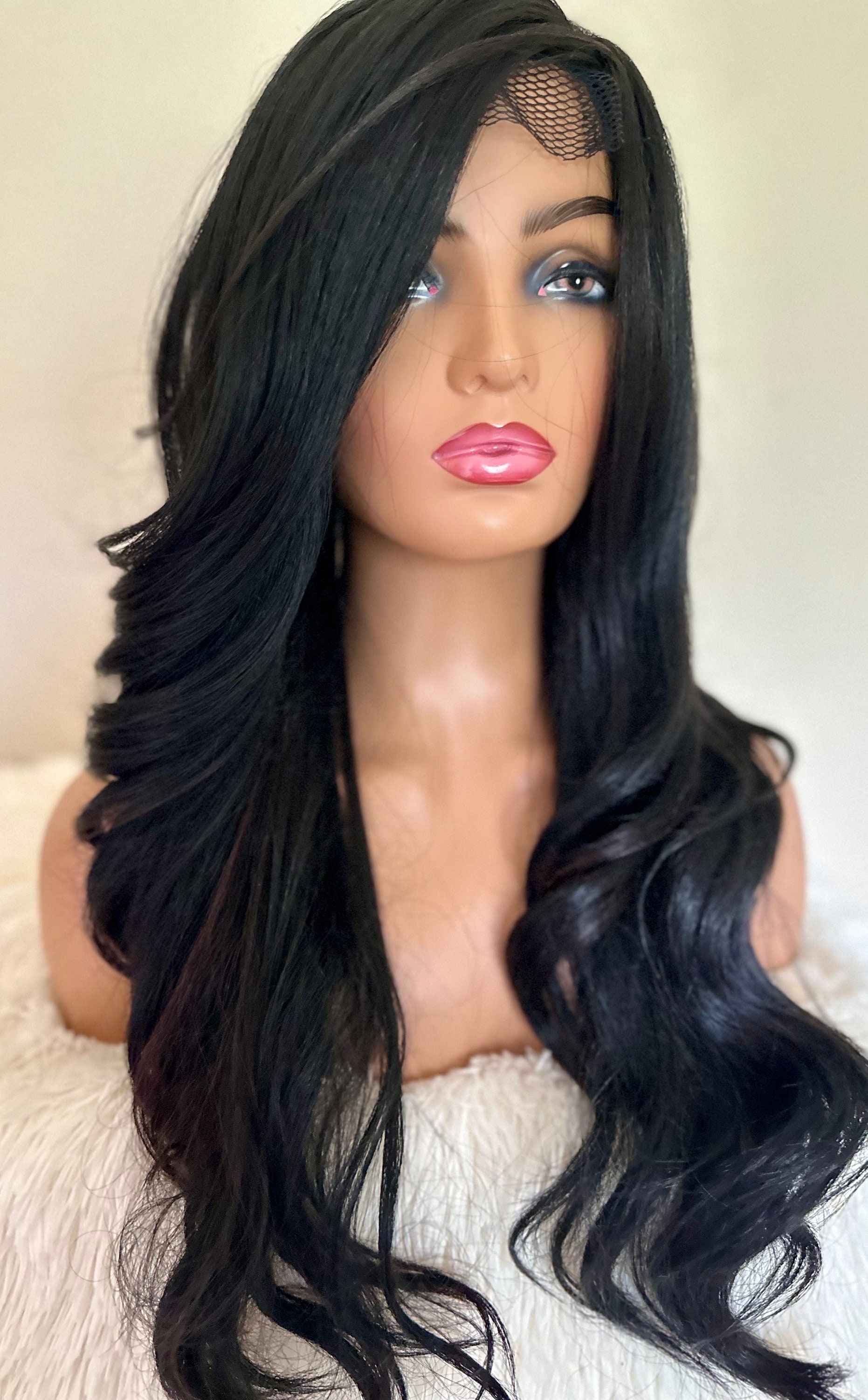 Dk Brown Lace Front Sew in Wig Thick Voluminous Soft Wavy Natural Loose ...