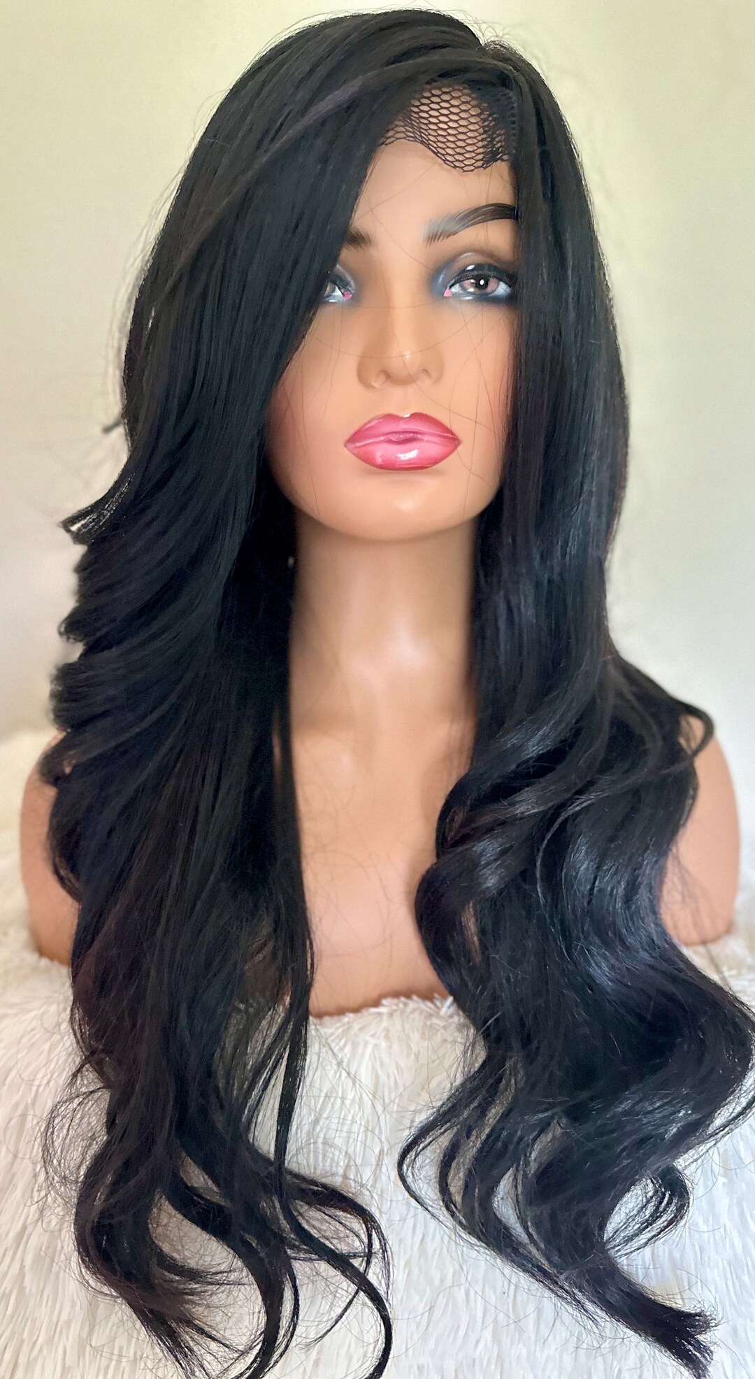 Dk Brown Lace Front Sew in Wig Thick Voluminous Soft Wavy Natural Loose ...