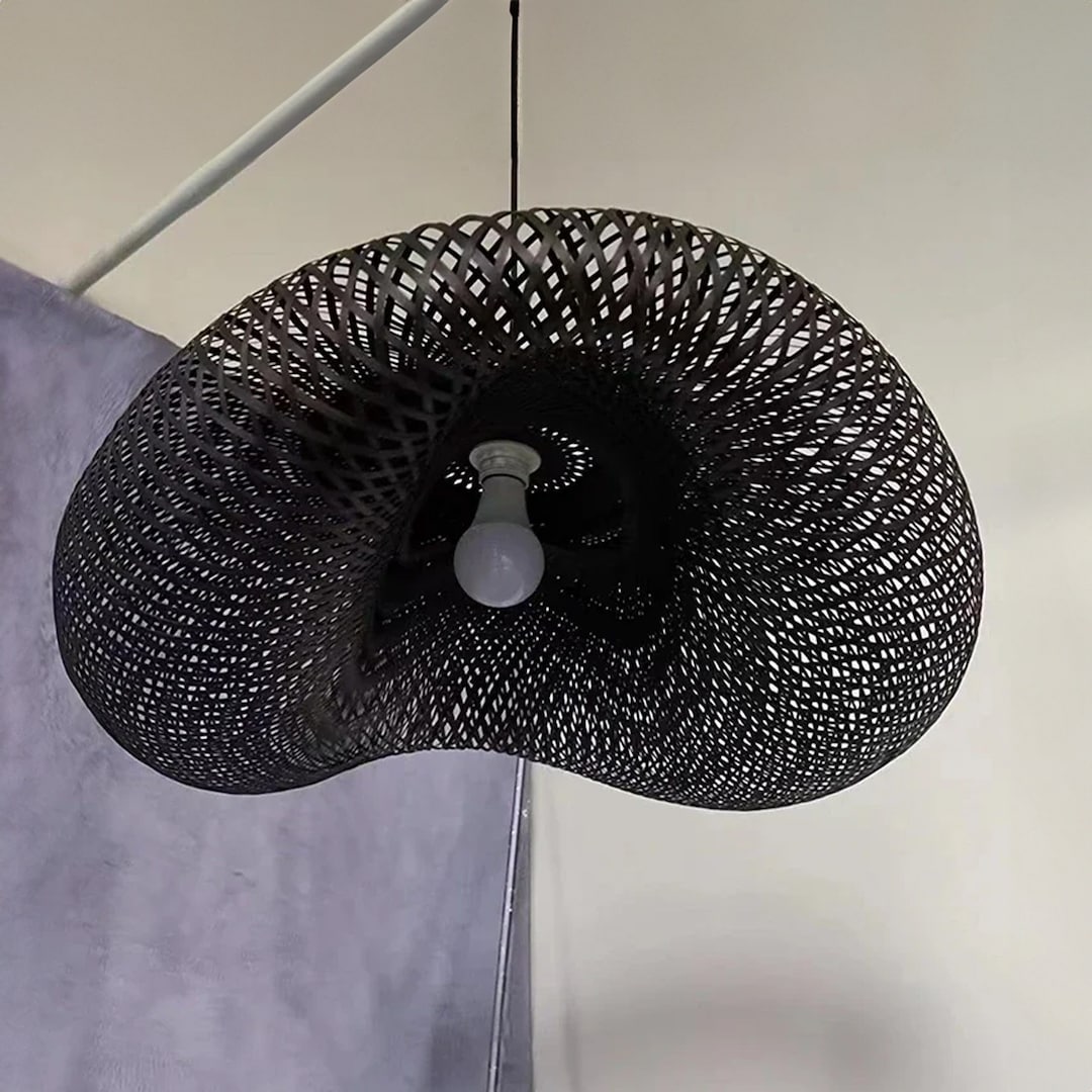 Black Rattan Pendant Light Bamboo Pendant Light,woven Pendant Light ...