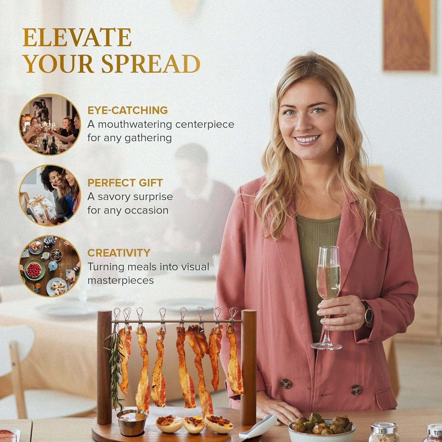 Bacon Serving Dishes for Entertaining Pack of 3 Wooden Bacon Display ...