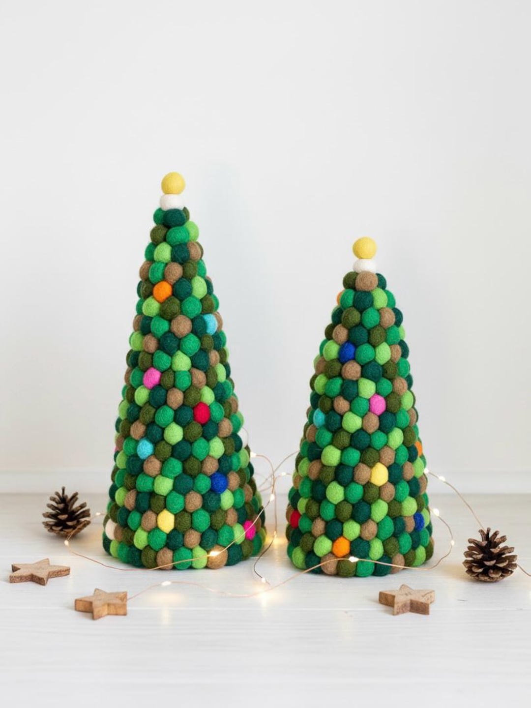 Felt Ball Christmas Tree Decor | Colorful Wool Pom Pom Tabletop Tree ...