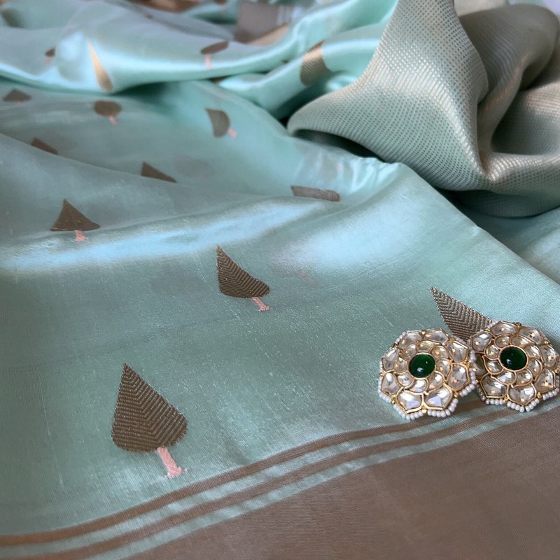 Gold Chanderi Silk Saree - Etsy