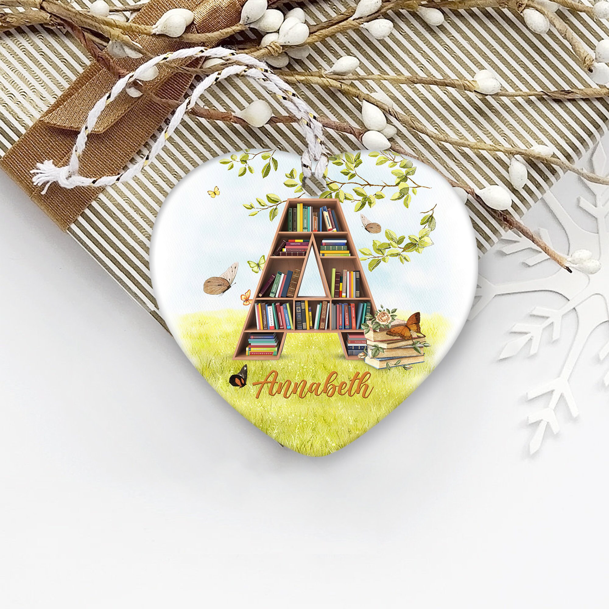 Custom Bookshelf Alphabet Letters Shape Ornament 2D Flat - Etsy