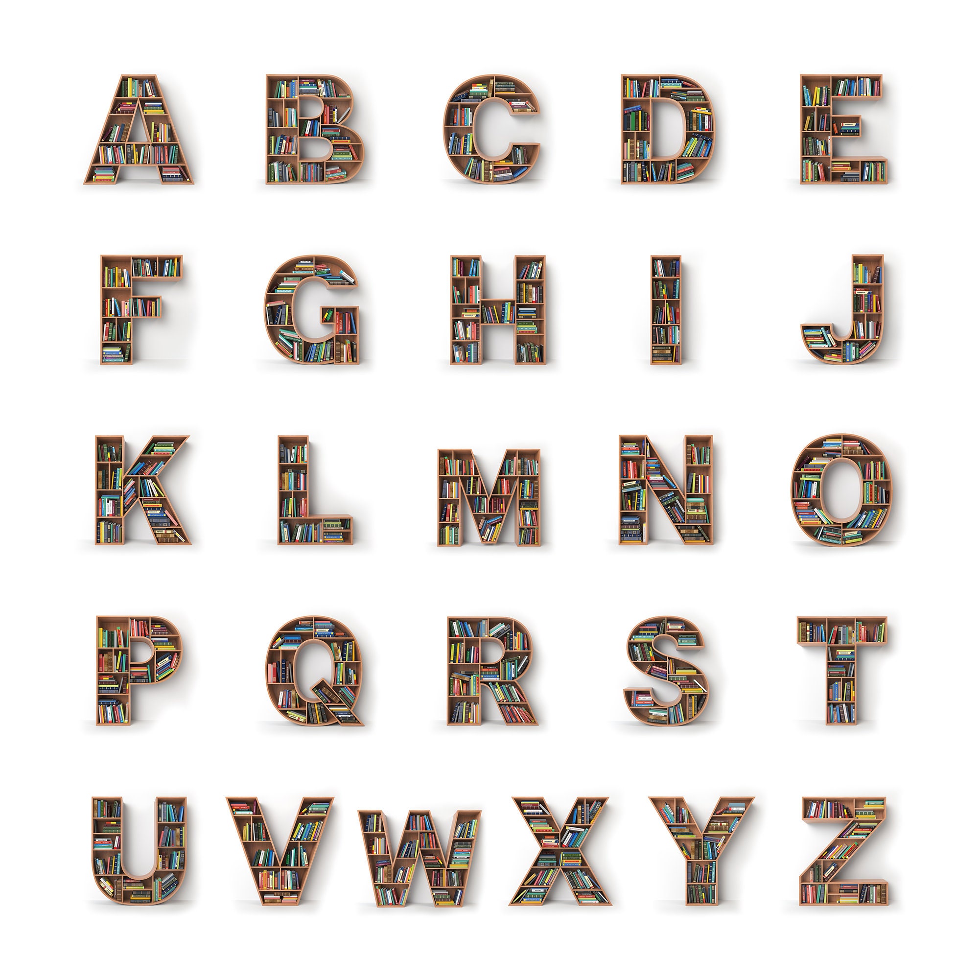 Custom Bookshelf Alphabet Letters Shape Ornament 2D Flat - Etsy Australia