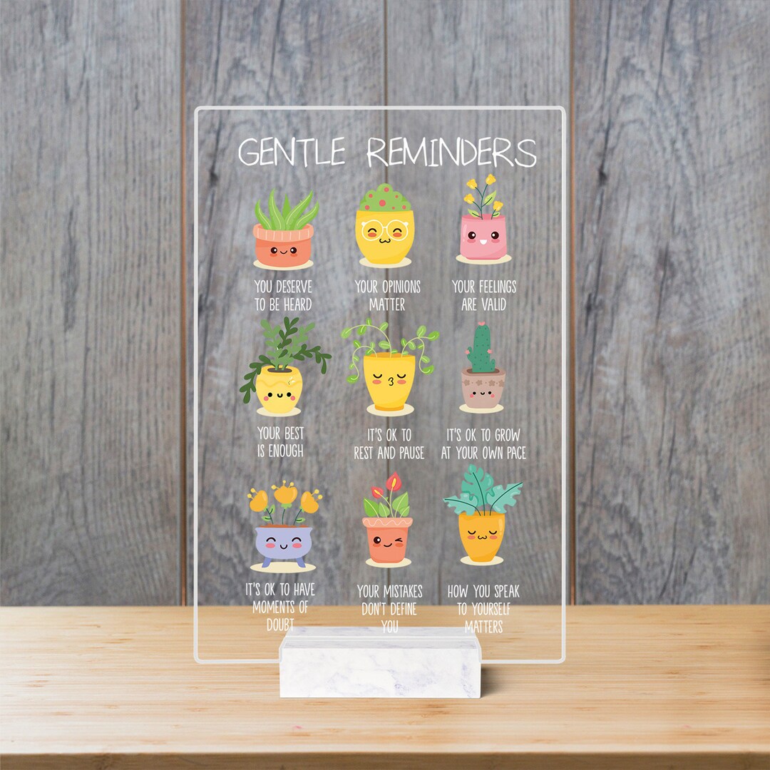 Gentle Reminders Positive Affirmations Acrylic Plaque, Mental Health ...