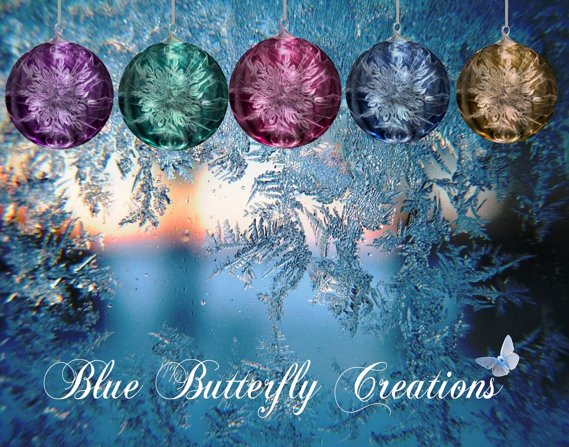 Colorful Christmas Digital Ornaments, Christmas Baubles, Snowflake ...