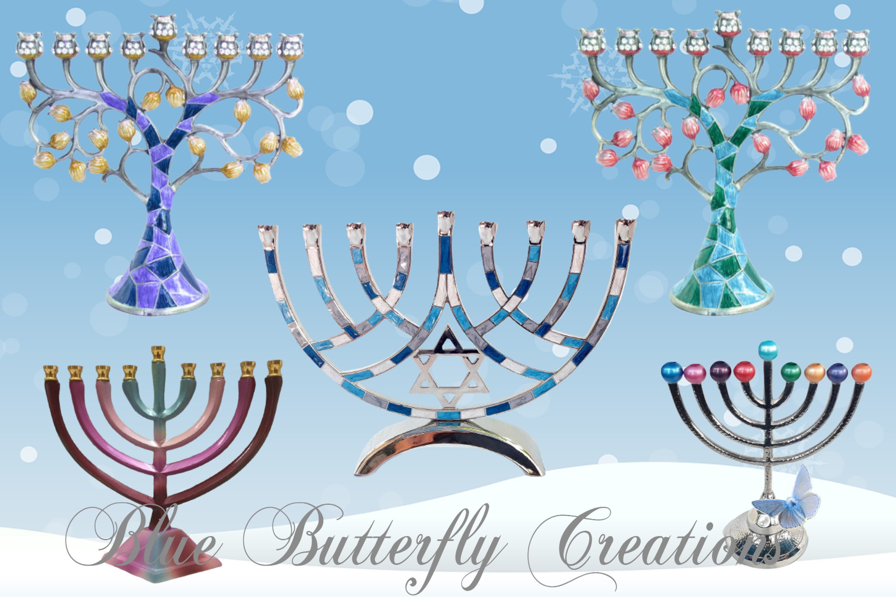 Menorah Digital Clipart, Hanukkah Chanukah Digital Clipart, Jewish ...