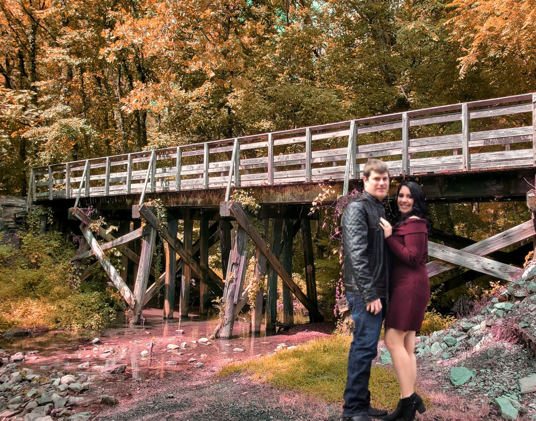 Fall Photo Background, Bridge Photo Backdrop, Autumn Bridge Photo ...