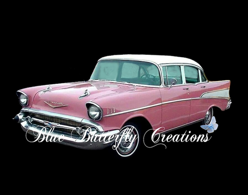 1957 Pink Chevy 4 Door Digital PNG, Chevy Classic Car PNG, Antique ...