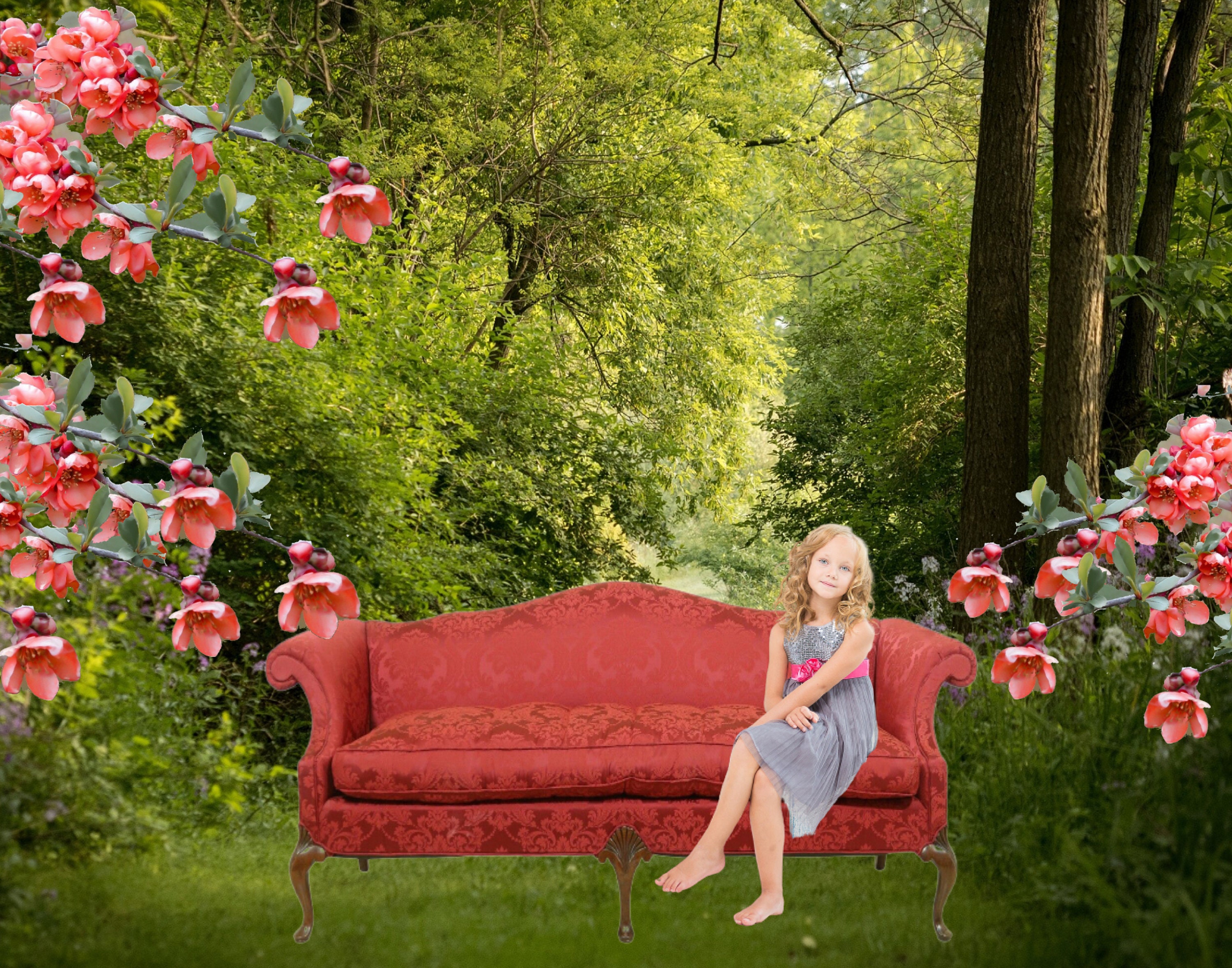 Red Vintage Sofa Digital Background, Antique Couch Photo Overlay ...