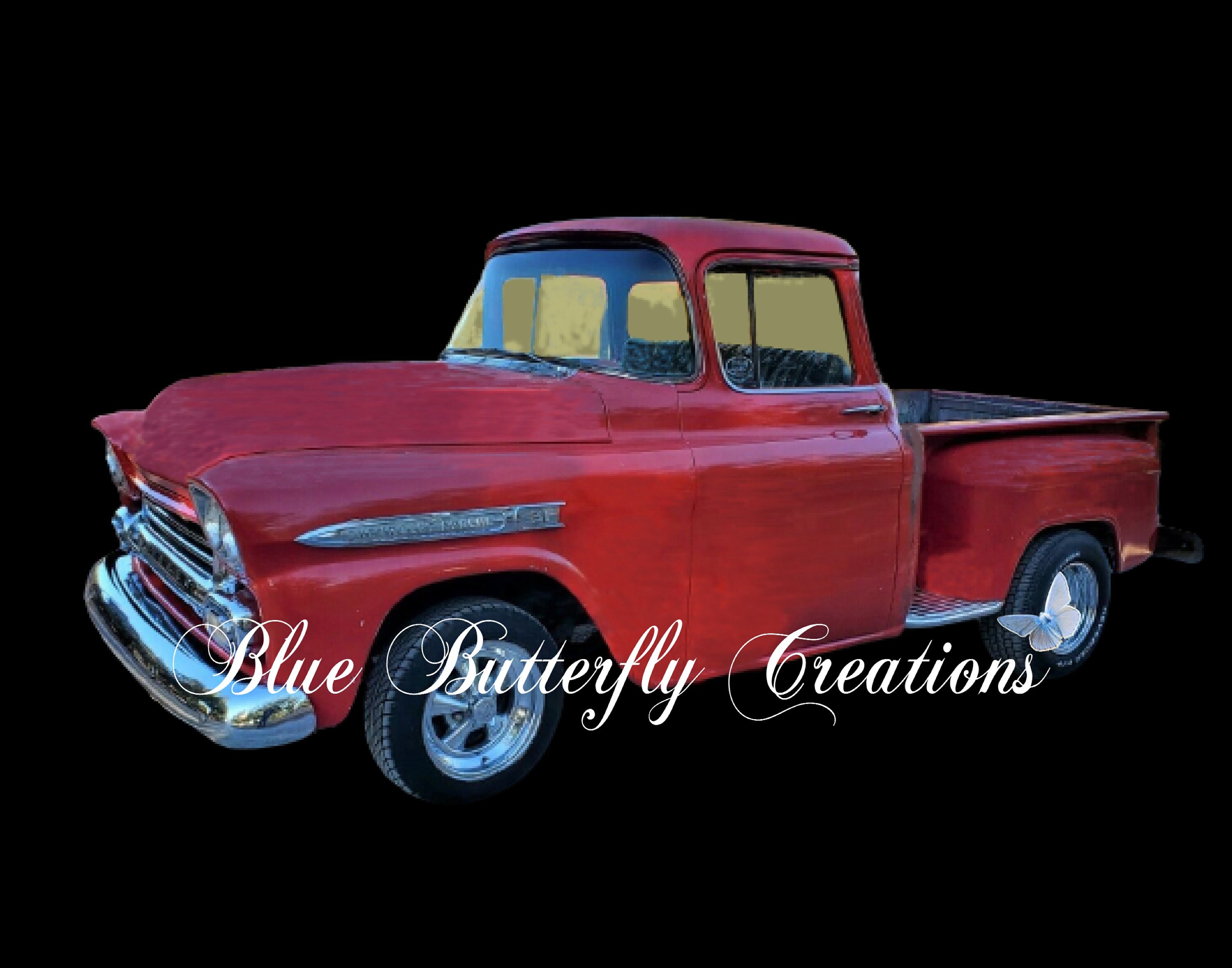 1955 Red Chevy Pickup Truck Digital PNG, Chevy Classic Pickup PNG ...