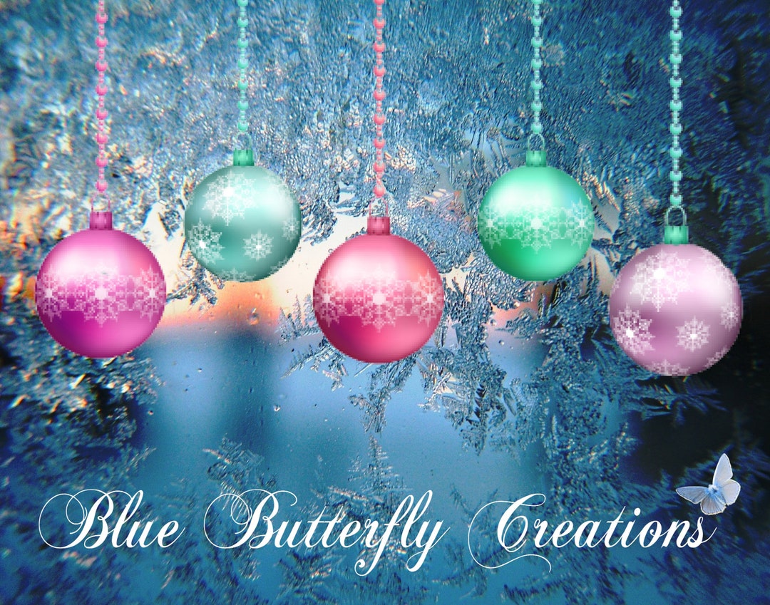 Colorful Christmas Digital Ornaments, Christmas Baubles, Snowflake ...