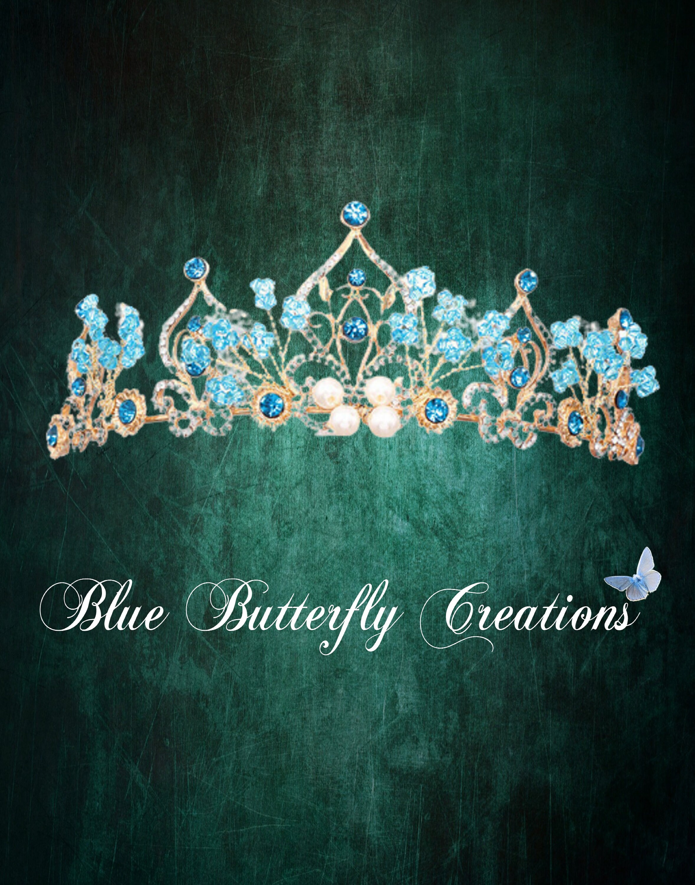 Aqua Blue Digital Tiara, Icy Blue Princess Digital Tiara, Girls Mermaid ...