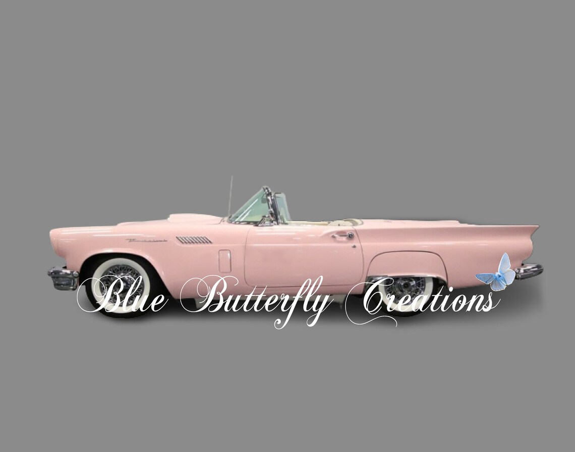 1957 Pink Ford Thunderbird Digital PNG, Ford Classic Car PNG, Antique ...