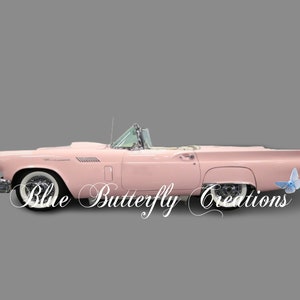 1957 Pink Ford Thunderbird Digital PNG, Ford Classic Car PNG, Antique ...