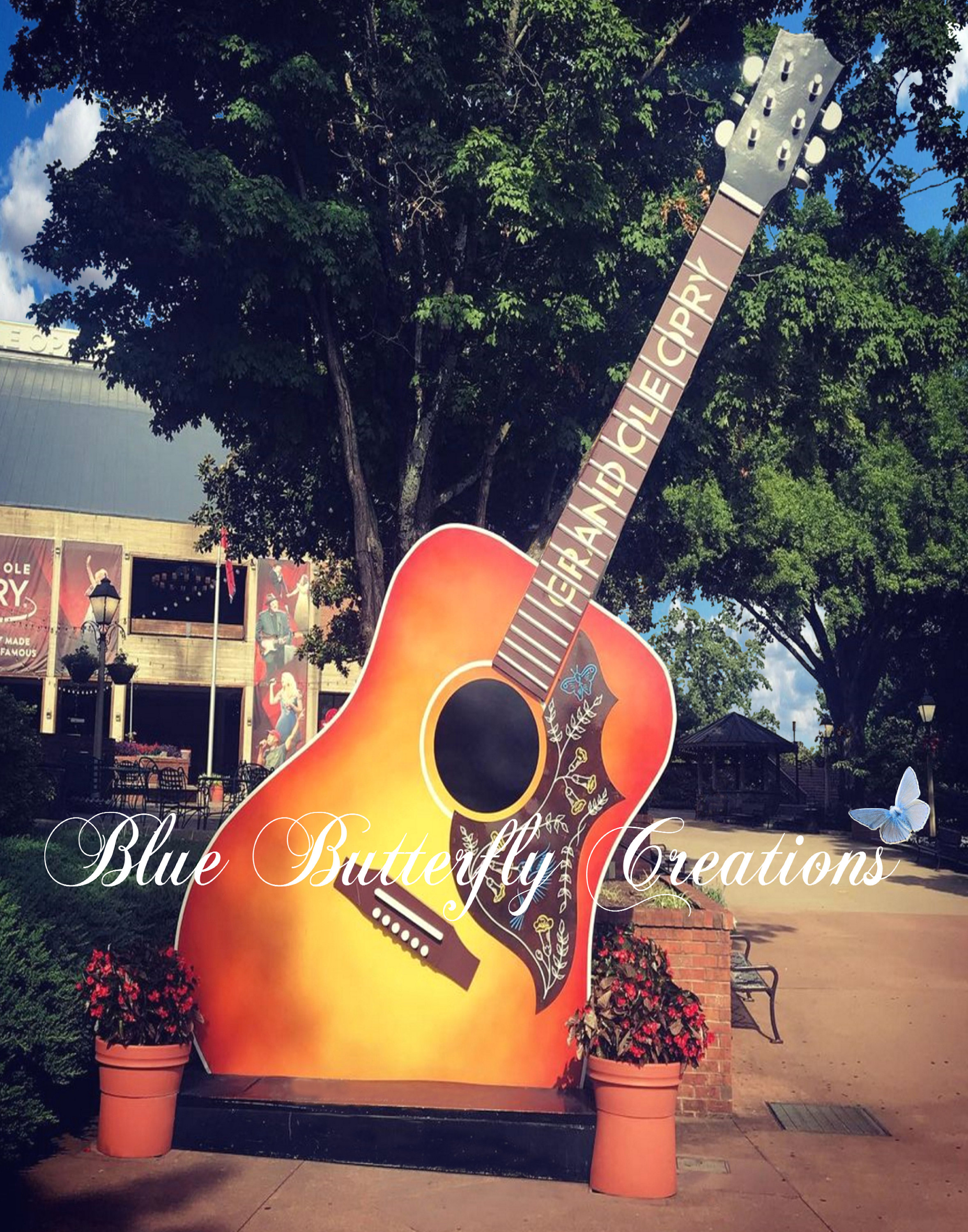 Grand Ole Opry Guitar Digital Background, Opry Plaza Guitar Digital ...