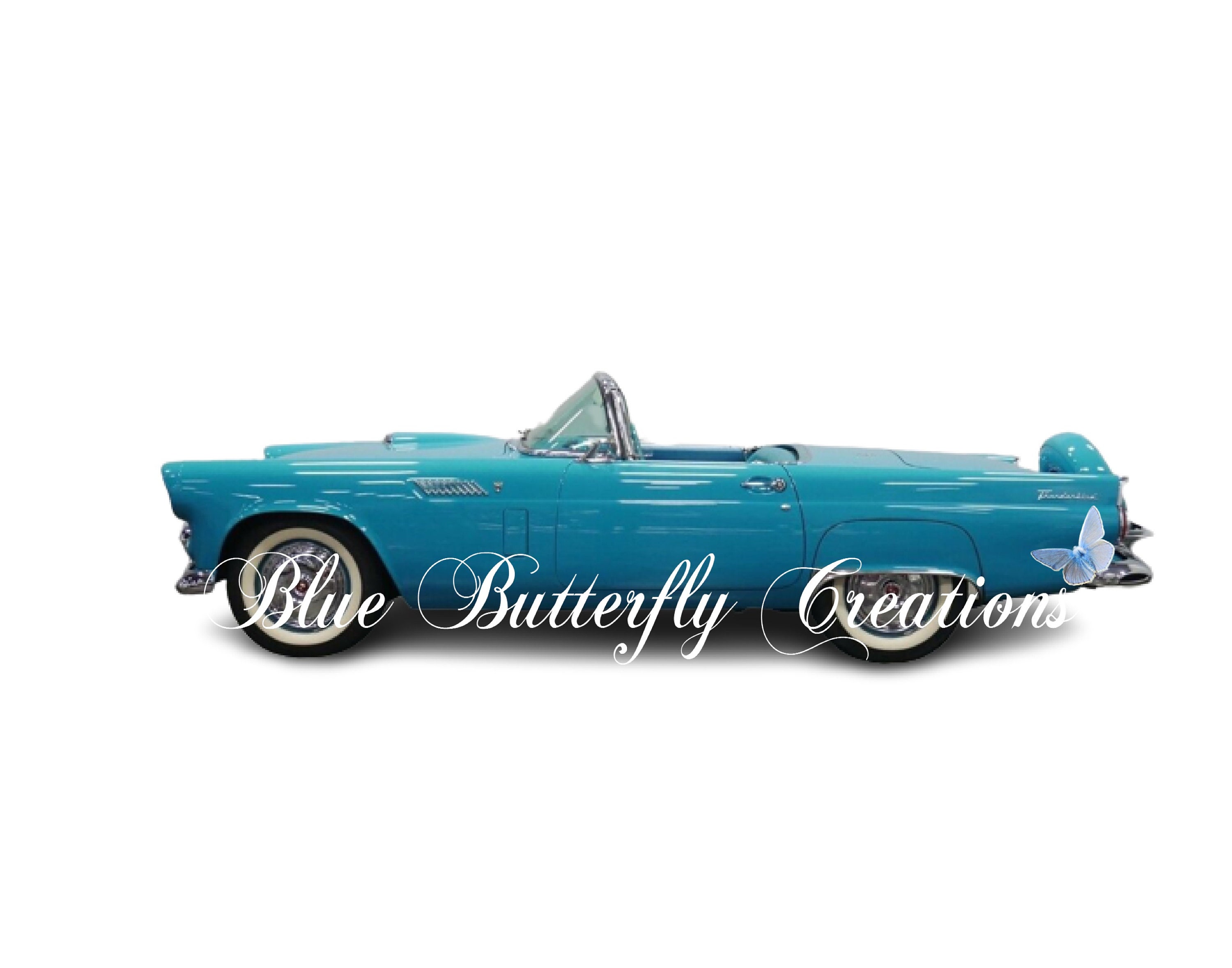 1956 Blue Ford Thunderbird Digital PNG, Ford Classic Car PNG, Antique ...