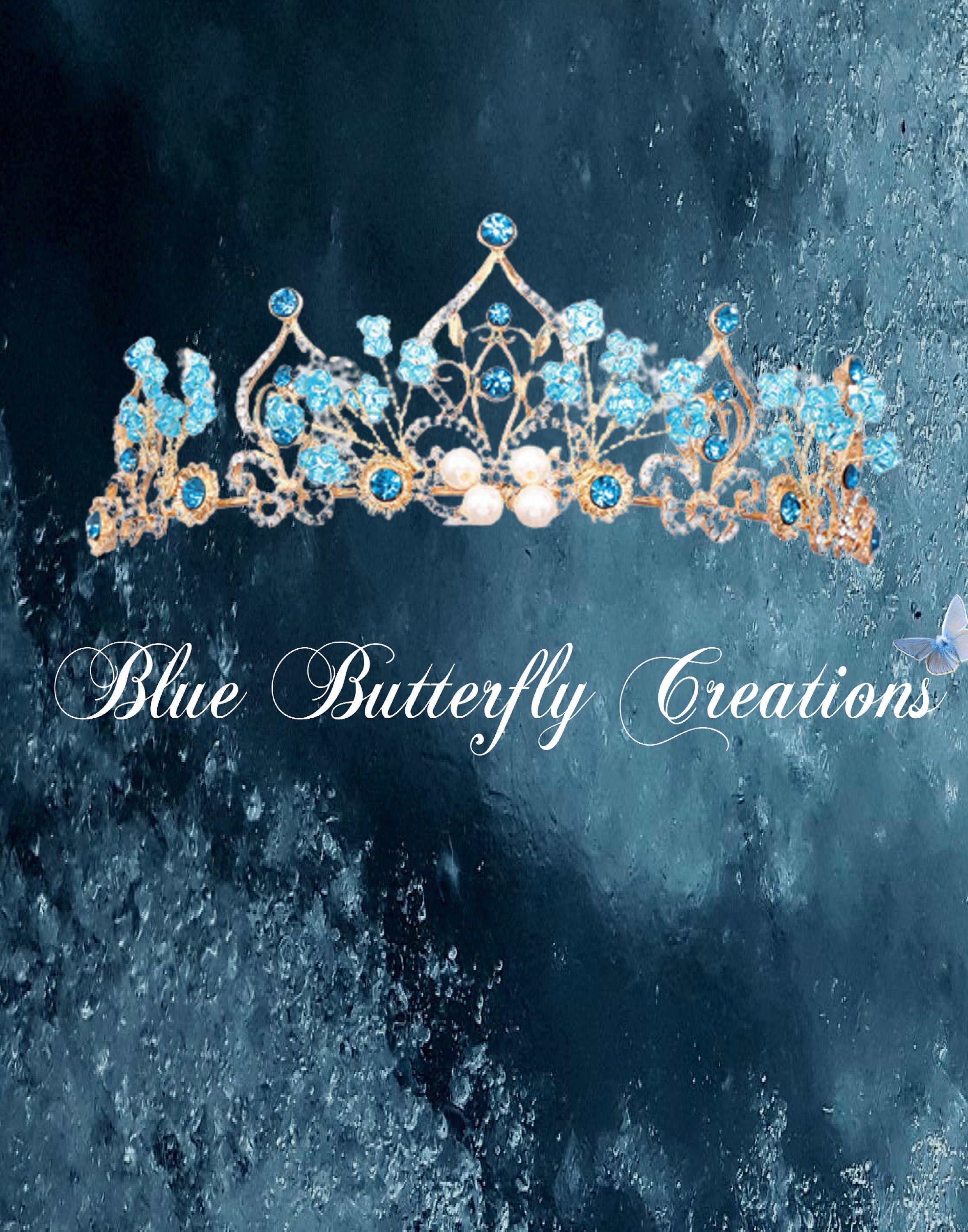 Aqua Blue Digital Tiara, Icy Blue Princess Digital Tiara, Girls Mermaid ...