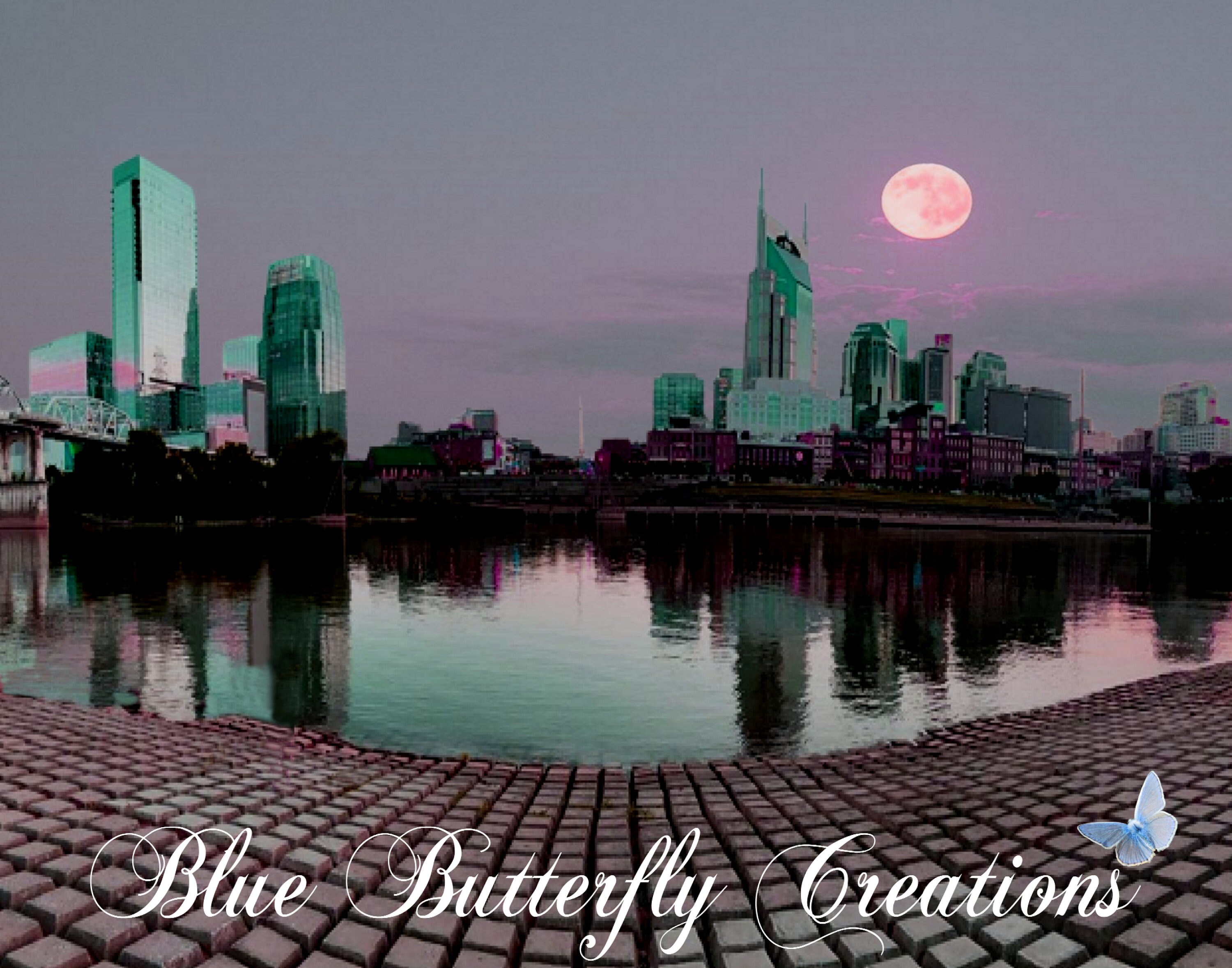 Nashville Night Skyline Digital Background, Nashville Skyline Digital ...