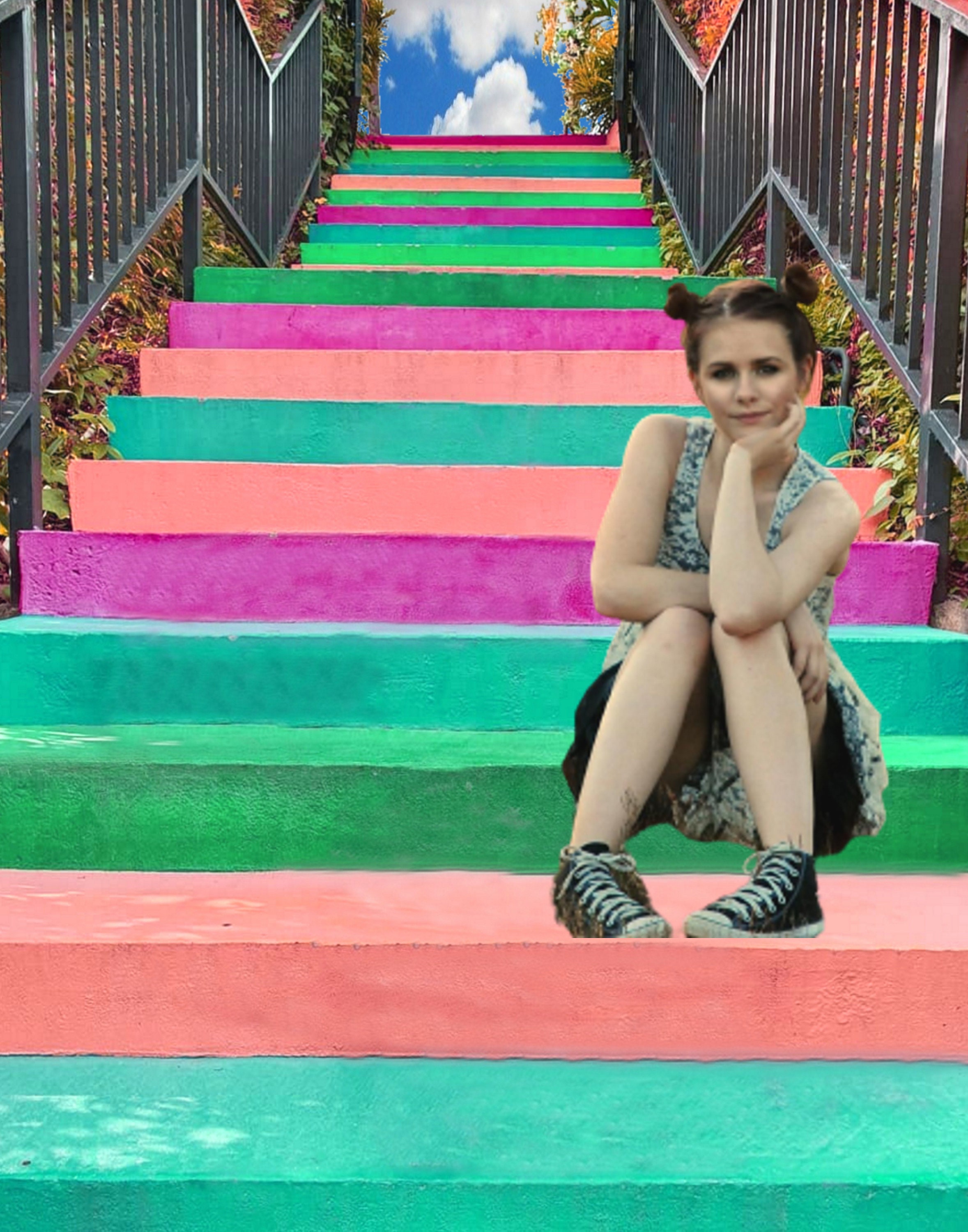 Rainbow Steps Digital Background Colorful Steps Digital - Etsy