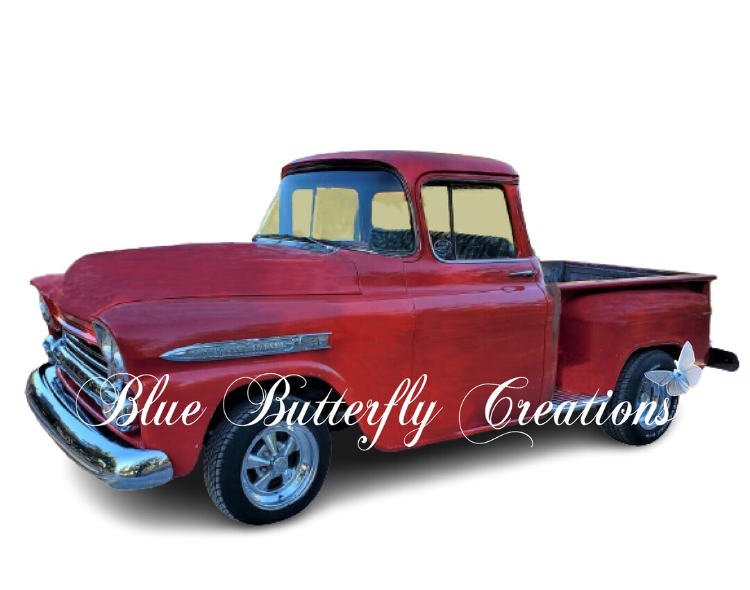 1955 Red Chevy Pickup Truck Digital PNG, Chevy Classic Pickup PNG ...