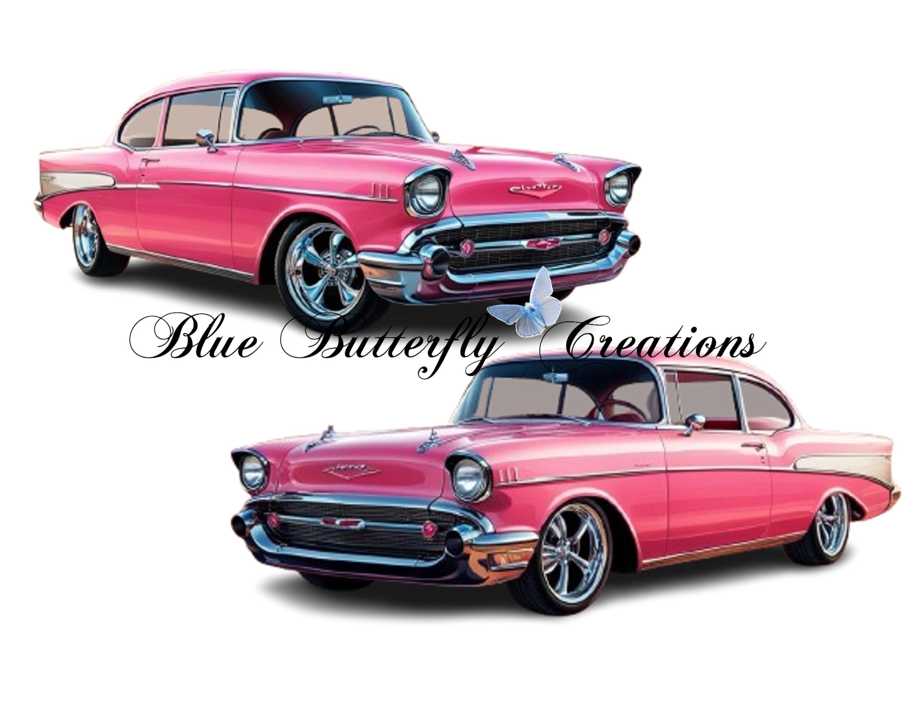 1957 Pink Chevy Digital PNG, Lot of 2 Pink Chevy Classic Car Pngs ...
