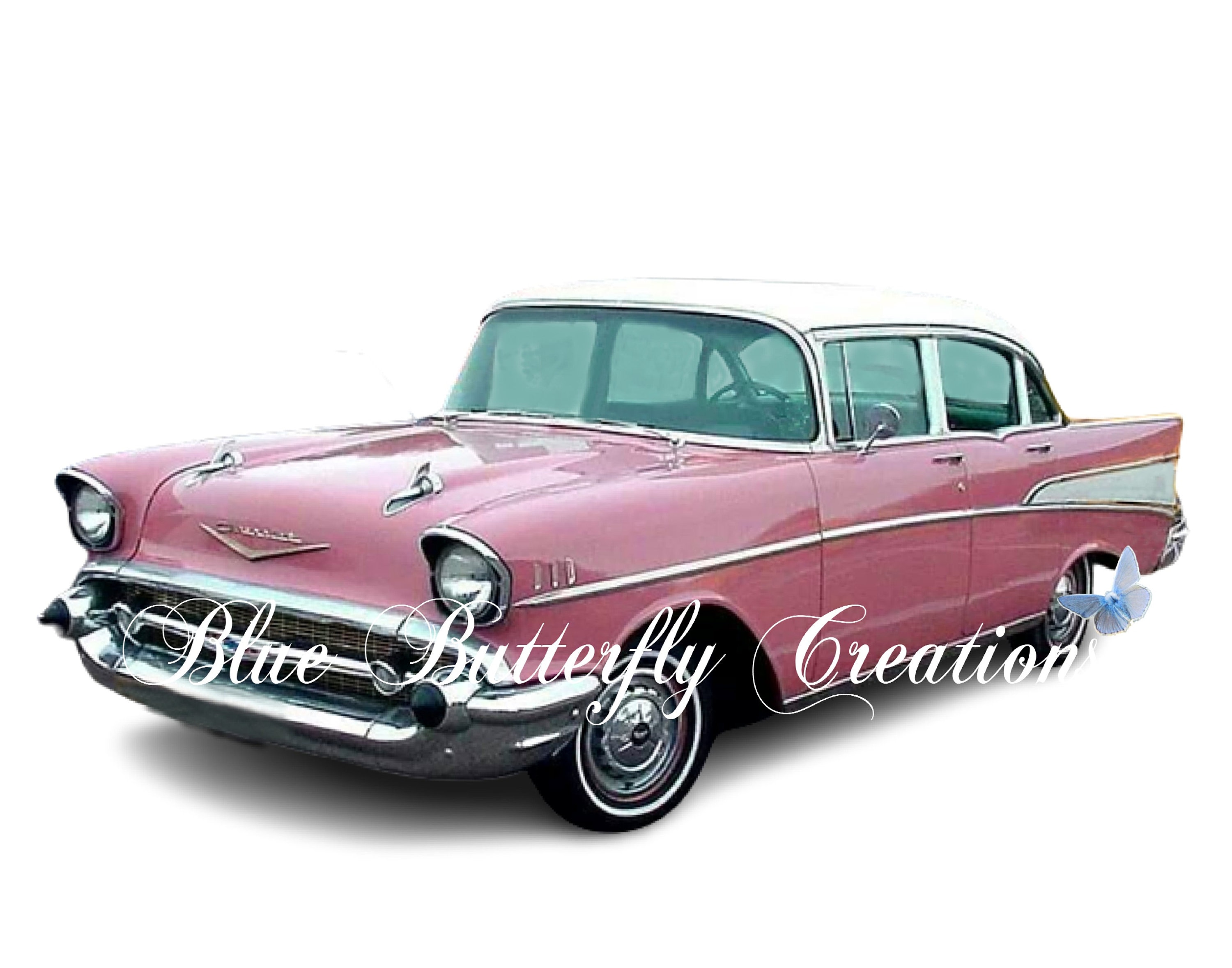 1957 Pink Chevy 4 Door Digital PNG, Chevy Classic Car PNG, Antique ...