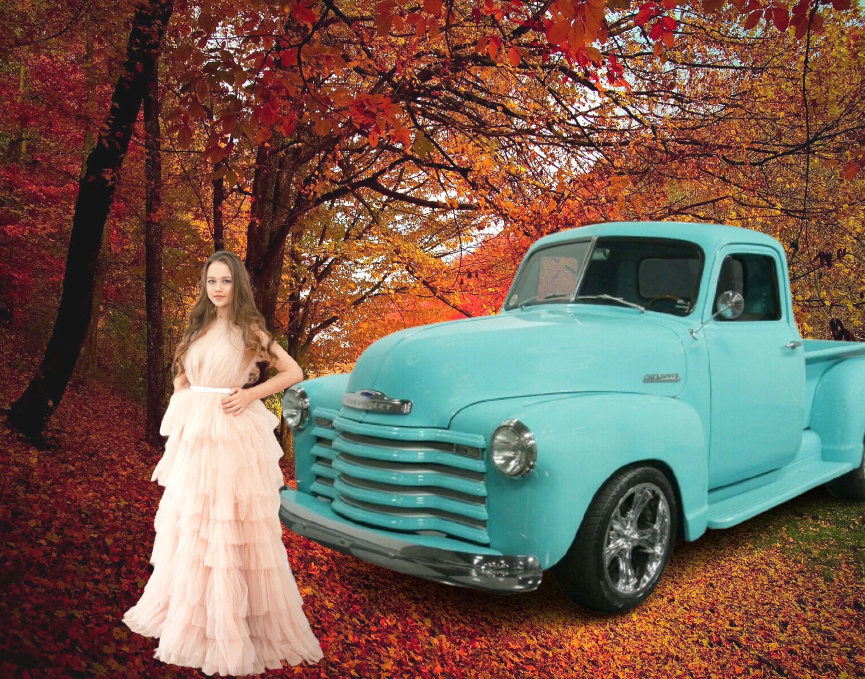 Old Truck Digital Fall Background, Vintage Truck Tailgate Photo ...