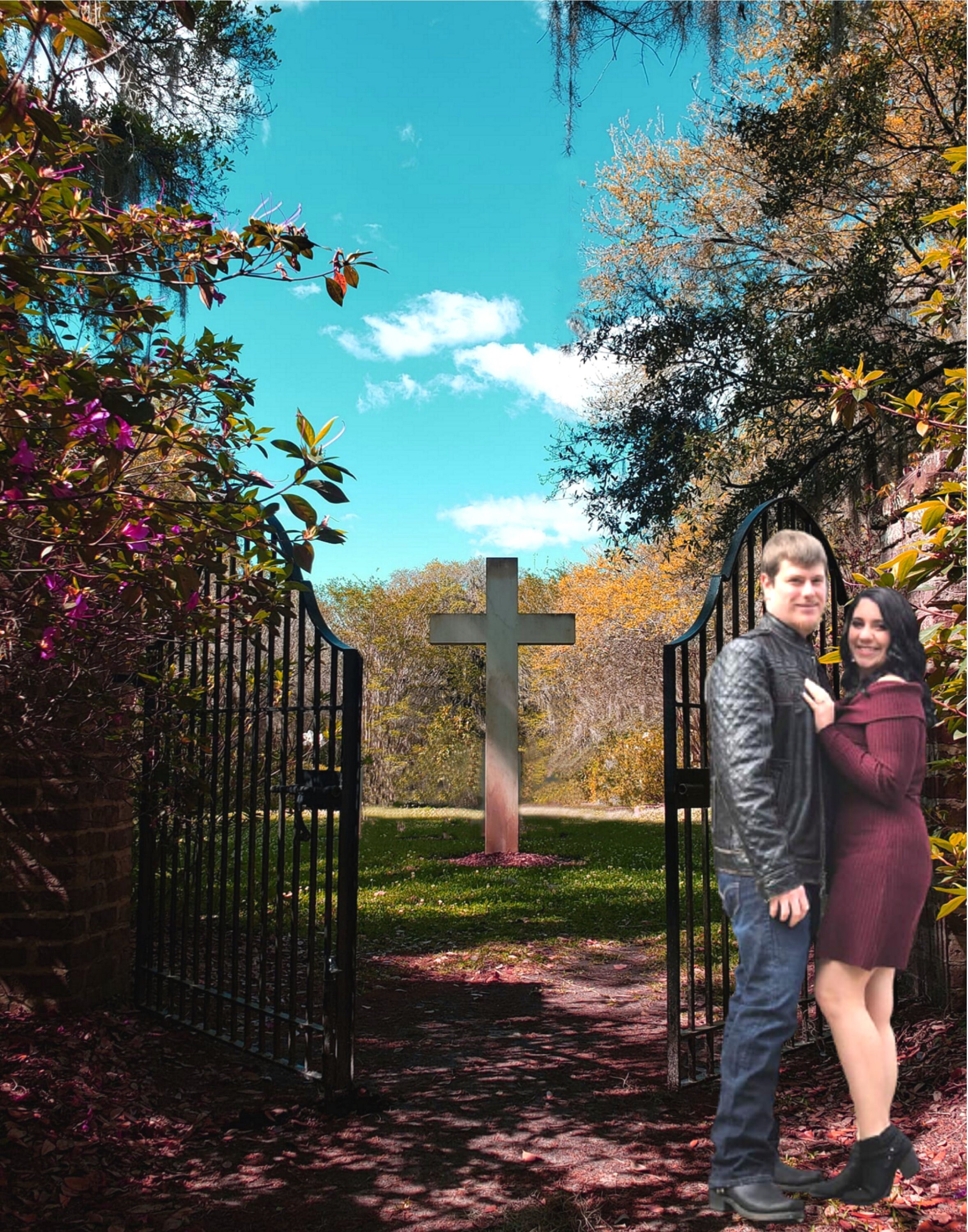 Cross and Gate Digital Background, Wedding Photo Background, Religious ...
