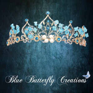 Aqua Blue Digital Tiara, Icy Blue Princess Digital Tiara, Girls Mermaid ...