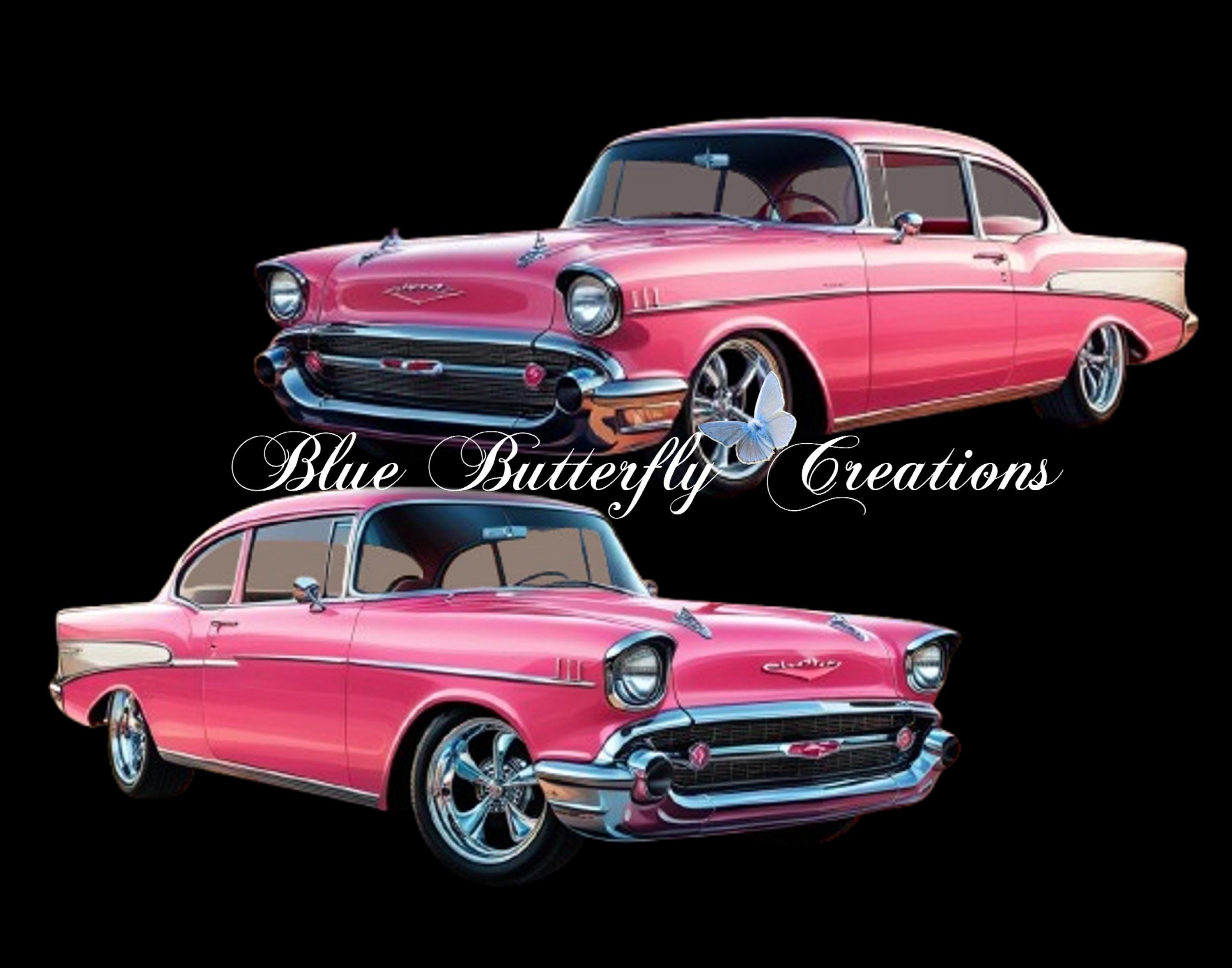 1957 Pink Chevy Digital PNG, Lot of 2 Pink Chevy Classic Car Pngs ...