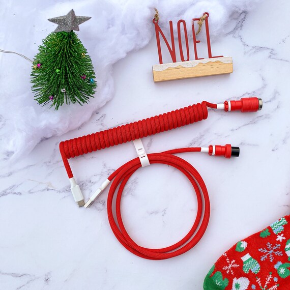 Custom Coiled Keyboard USB Cable Red Crimson Cadet | Etsy