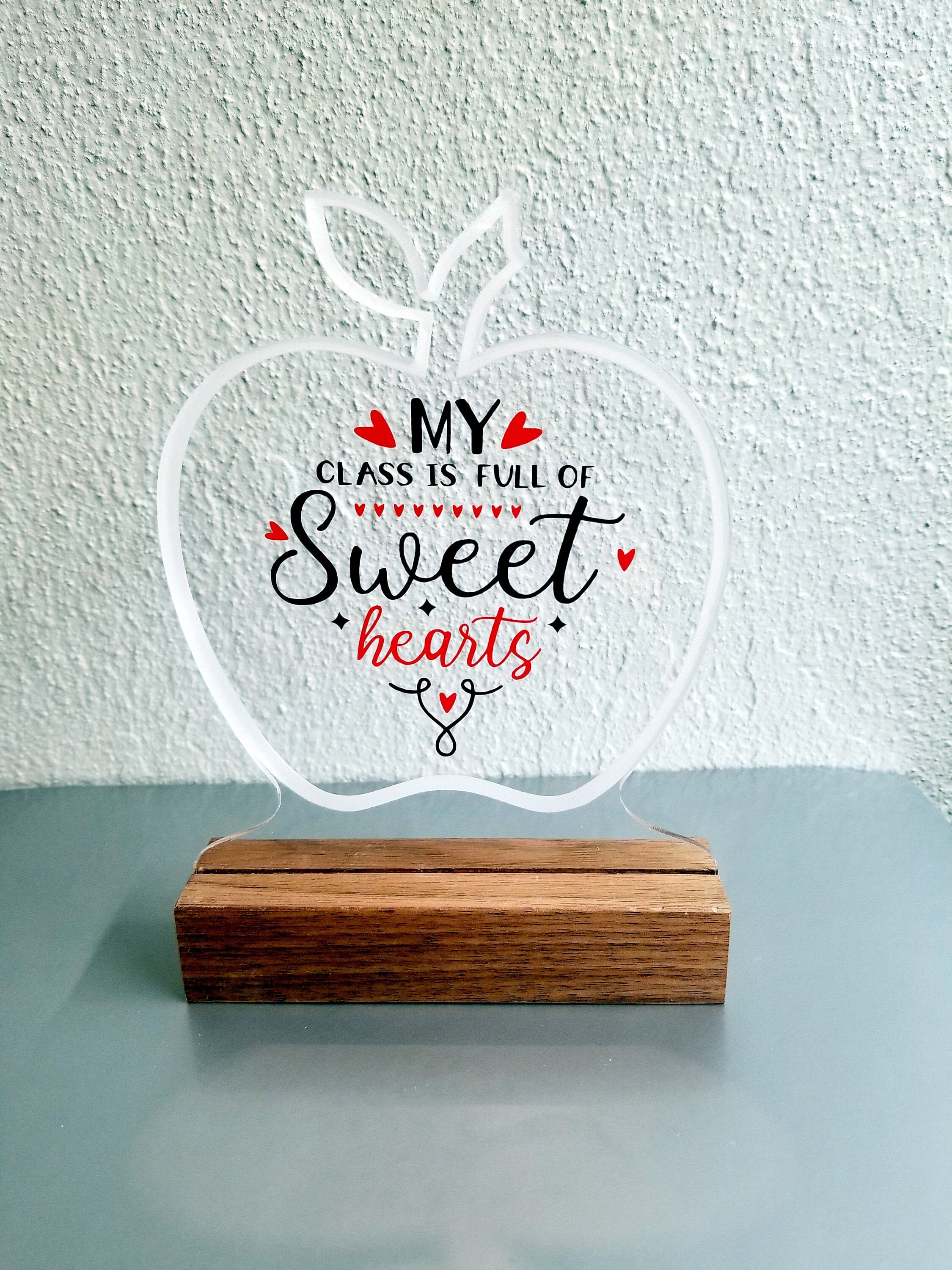 Teacher Apple Shaped Sign and Base My Class Is Full of Sweet | Etsy