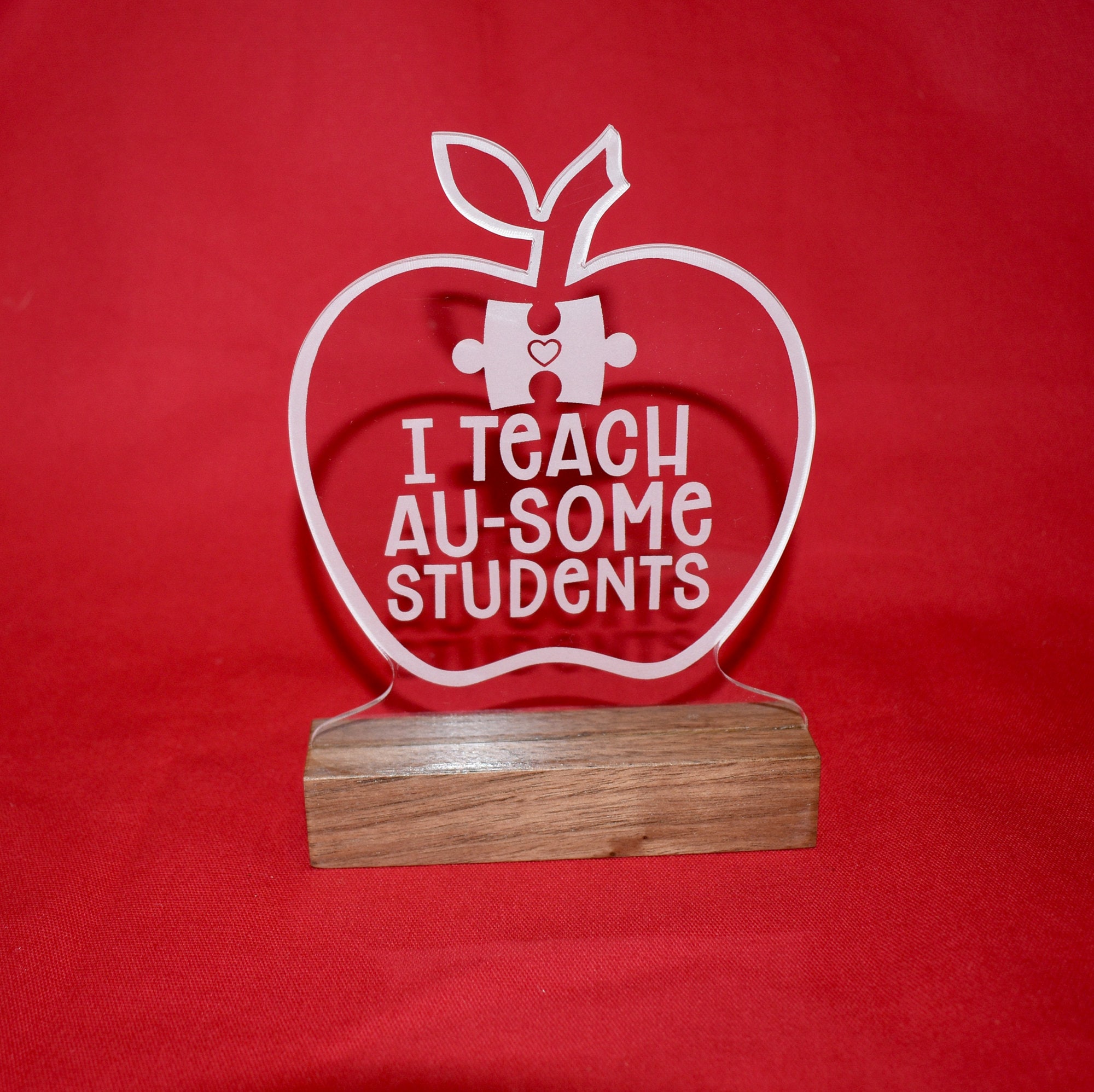Autism-i Teach Au-some Students Apple Shaped Sign and Base - Etsy