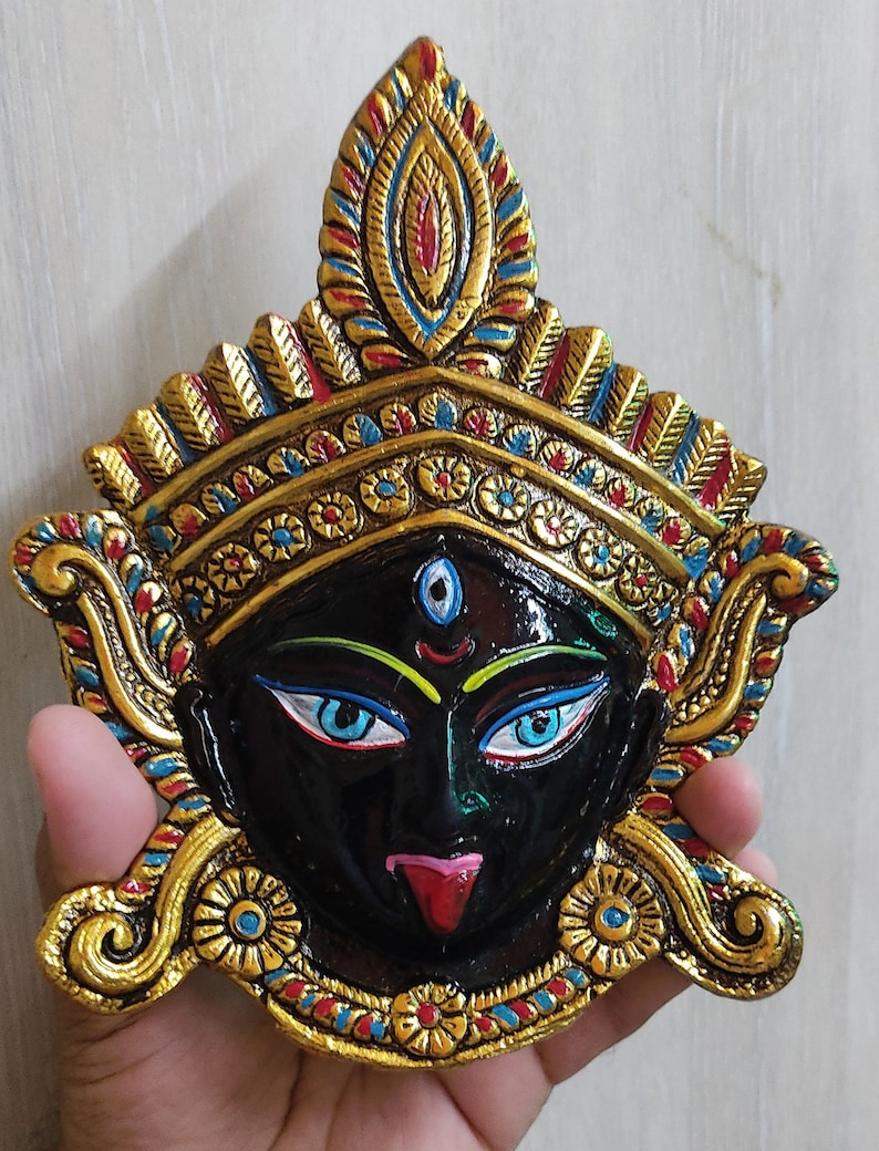 Religious Maa Kali Durga Nazar Battu Metal Wall Hanging Decorative ...