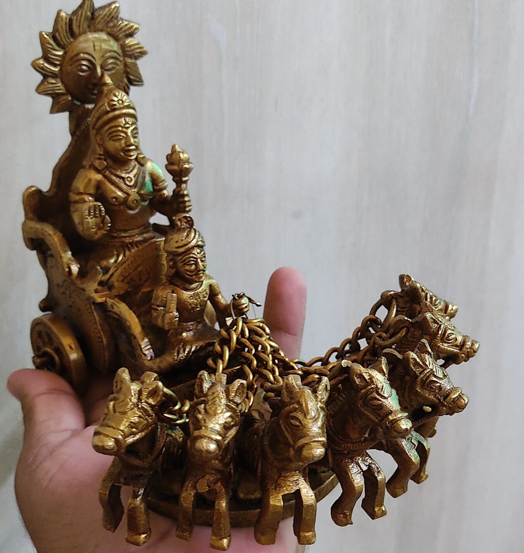 Antique the Lord Sun Chariot Surya Bhagwan Rath Brass Idol God of Sun ...