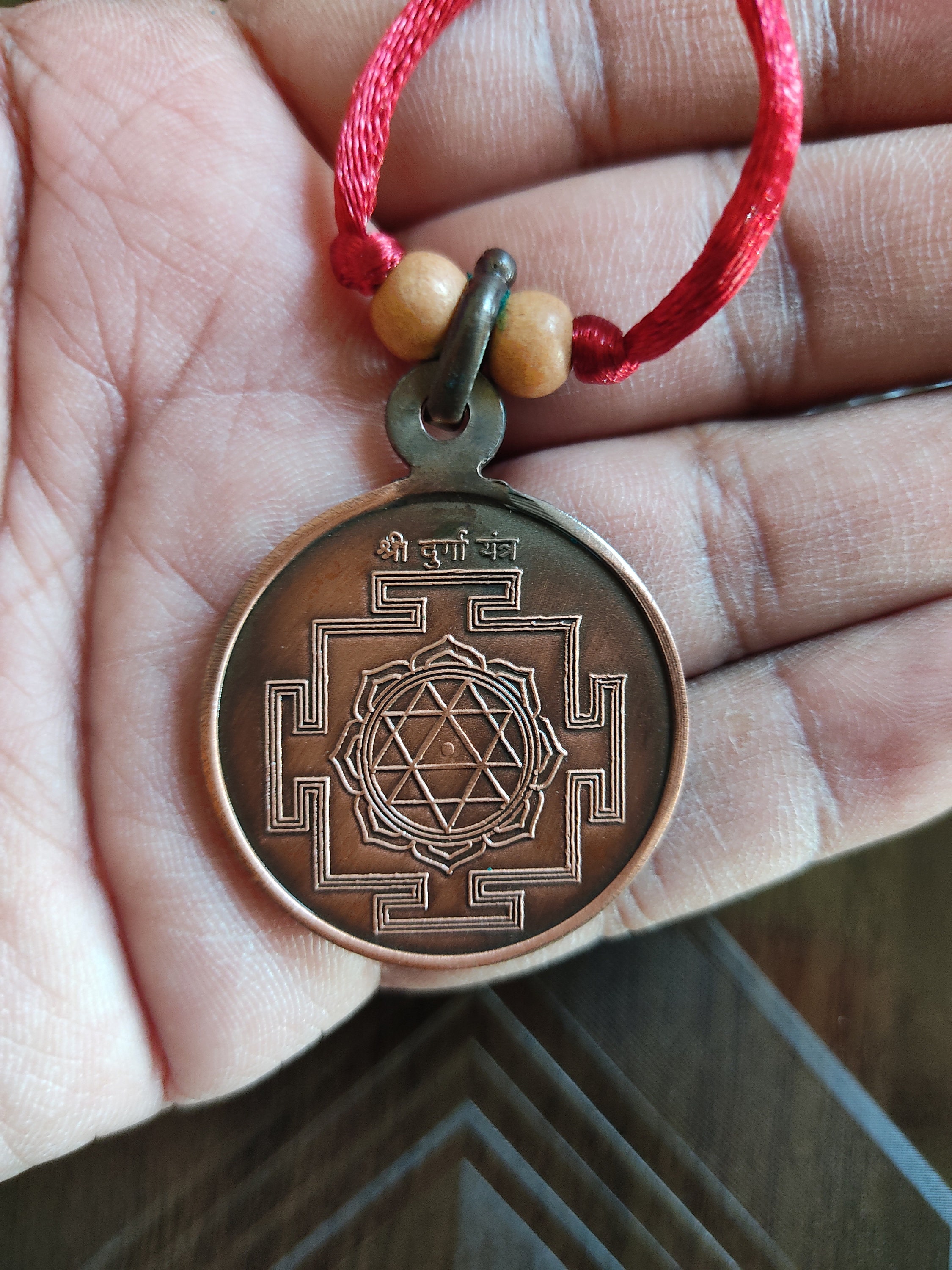 Shree Durga Yantra Locket Copper Finish Antique Energized - Etsy
