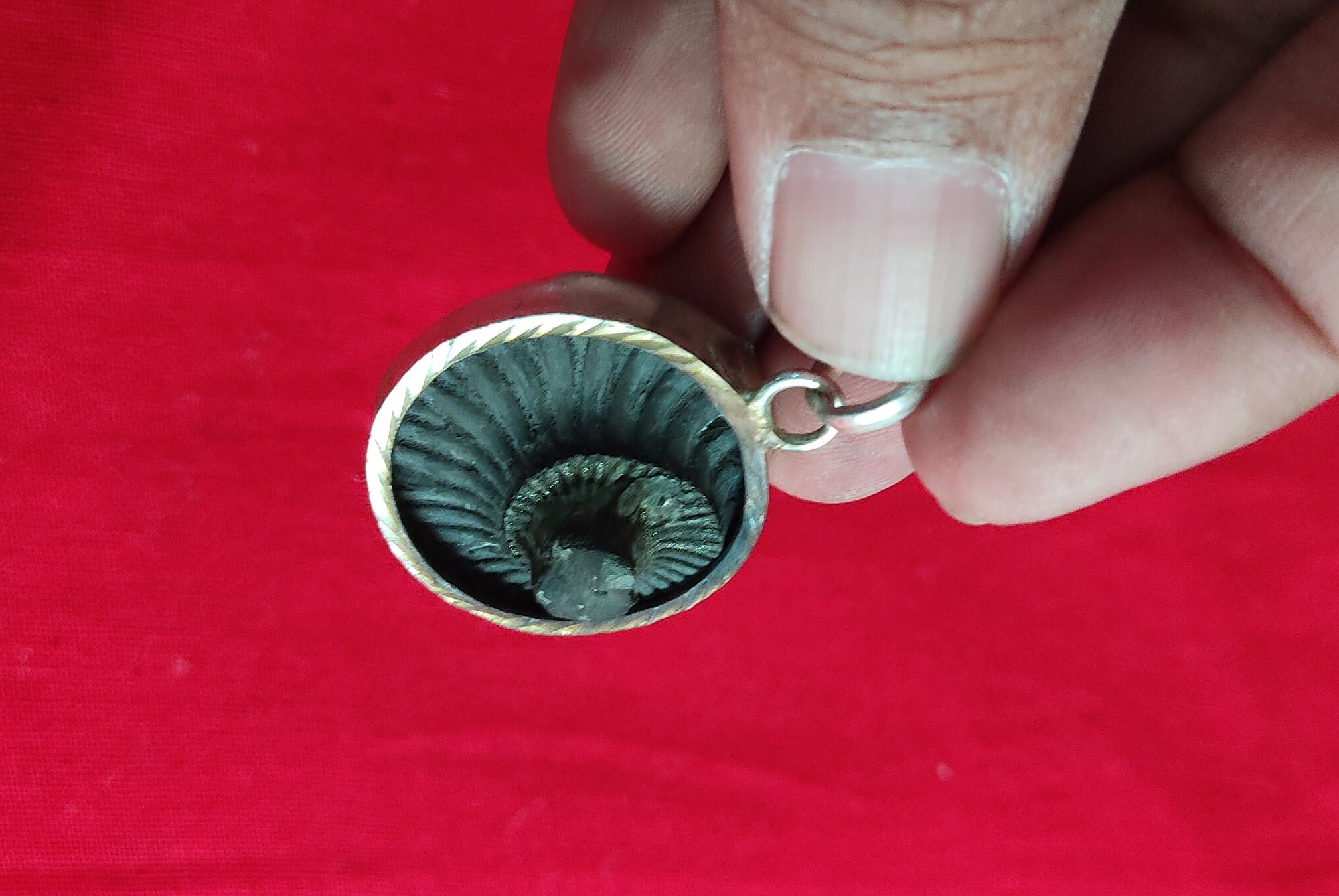 Shaligram Silver Plated Pendant Chakra Shaligram Natural Saligram Shila ...