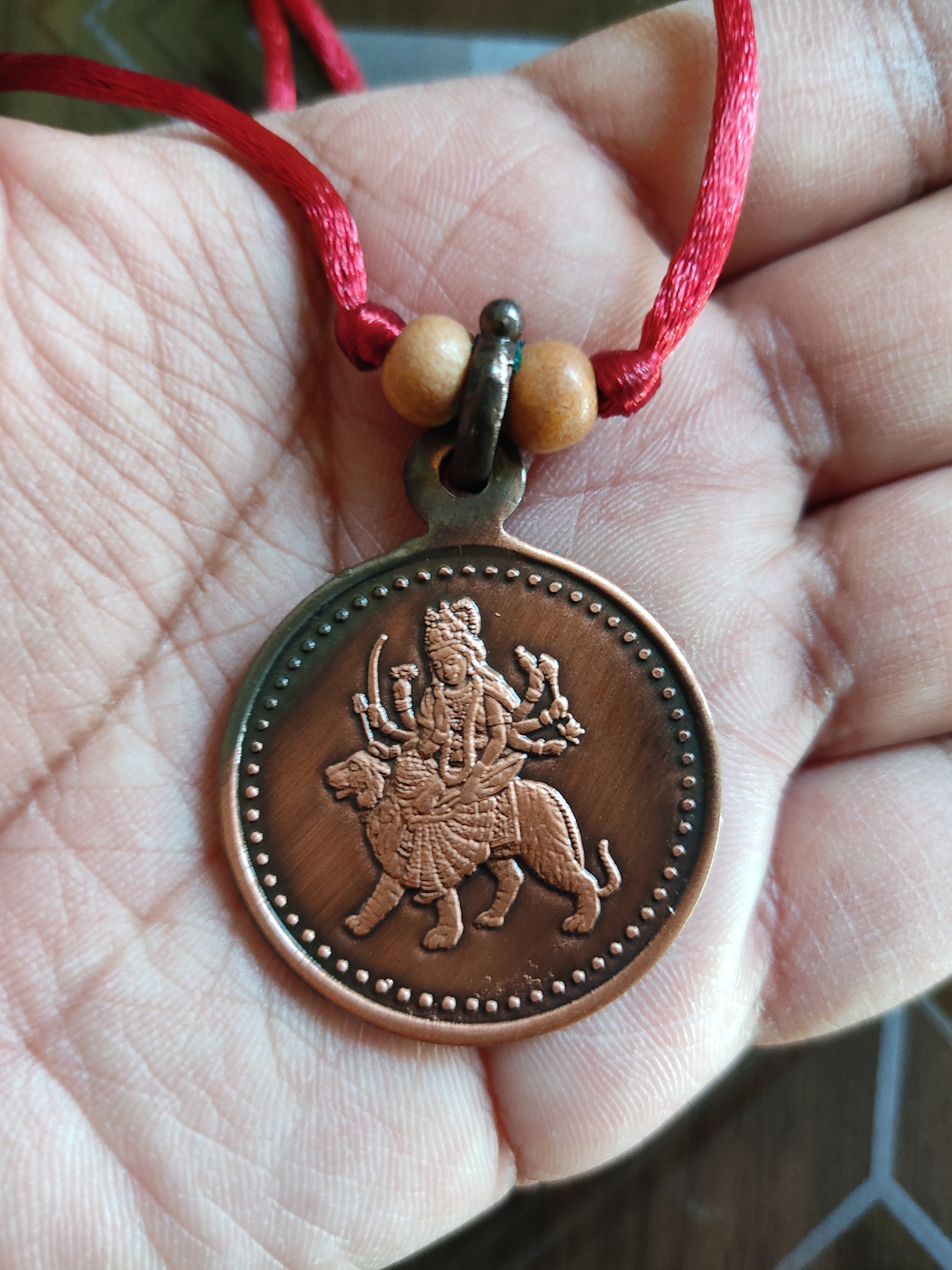 Shree Durga Yantra Locket Copper Finish Antique Energized - Etsy