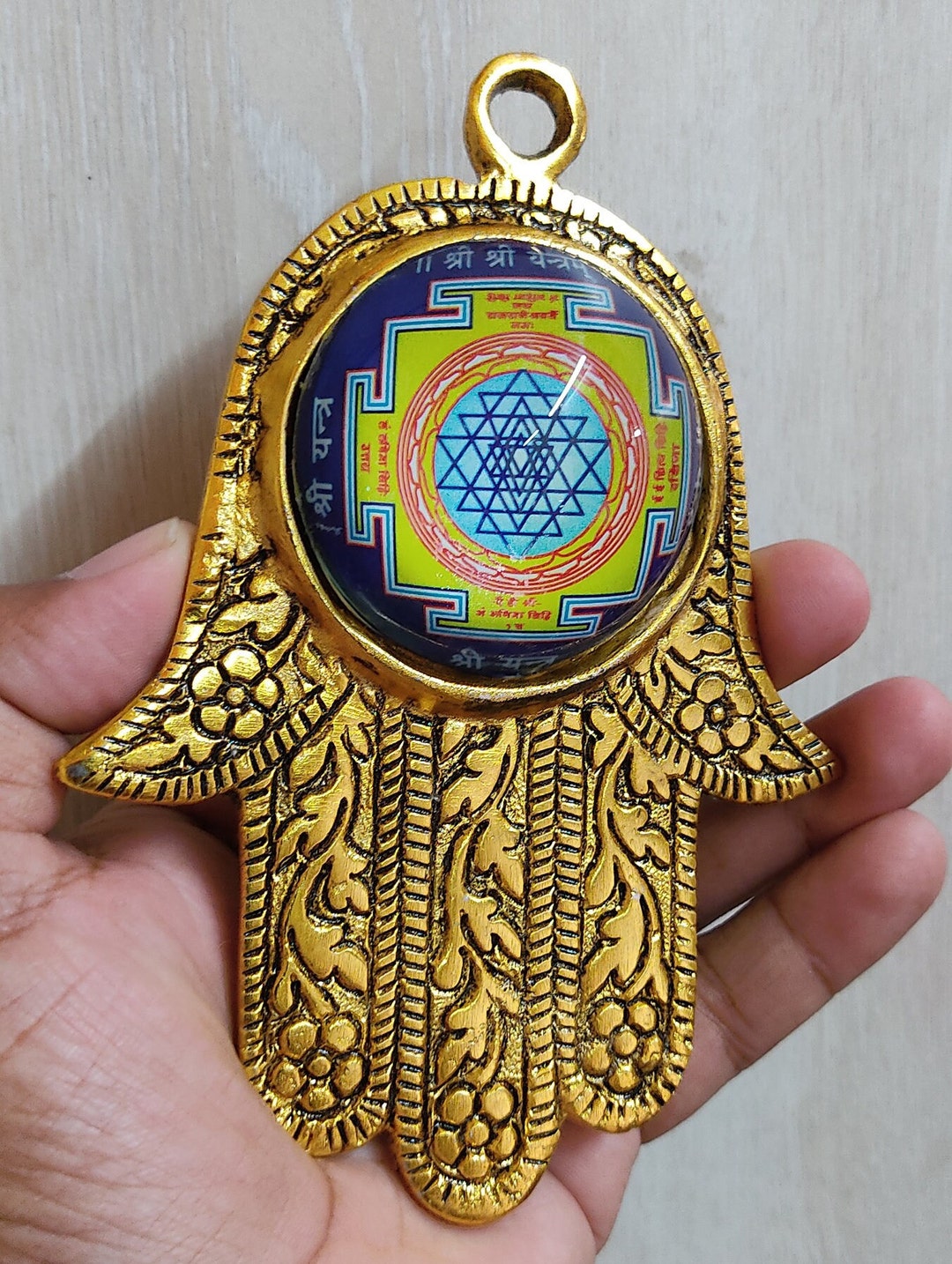 3D Glass Shri Yantra Hamsa Hand Wall Hanging - Etsy