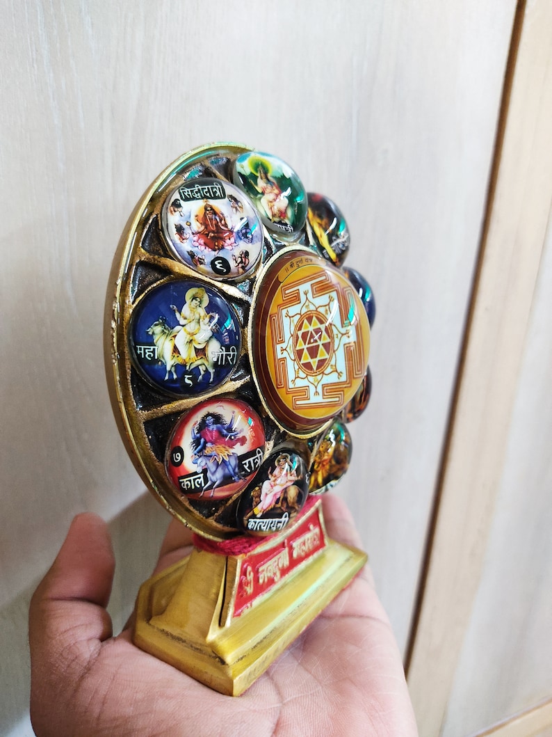 Antique Nav Durga Yantra Chowki Stand Nine Forms of Goddess Durga Pure ...