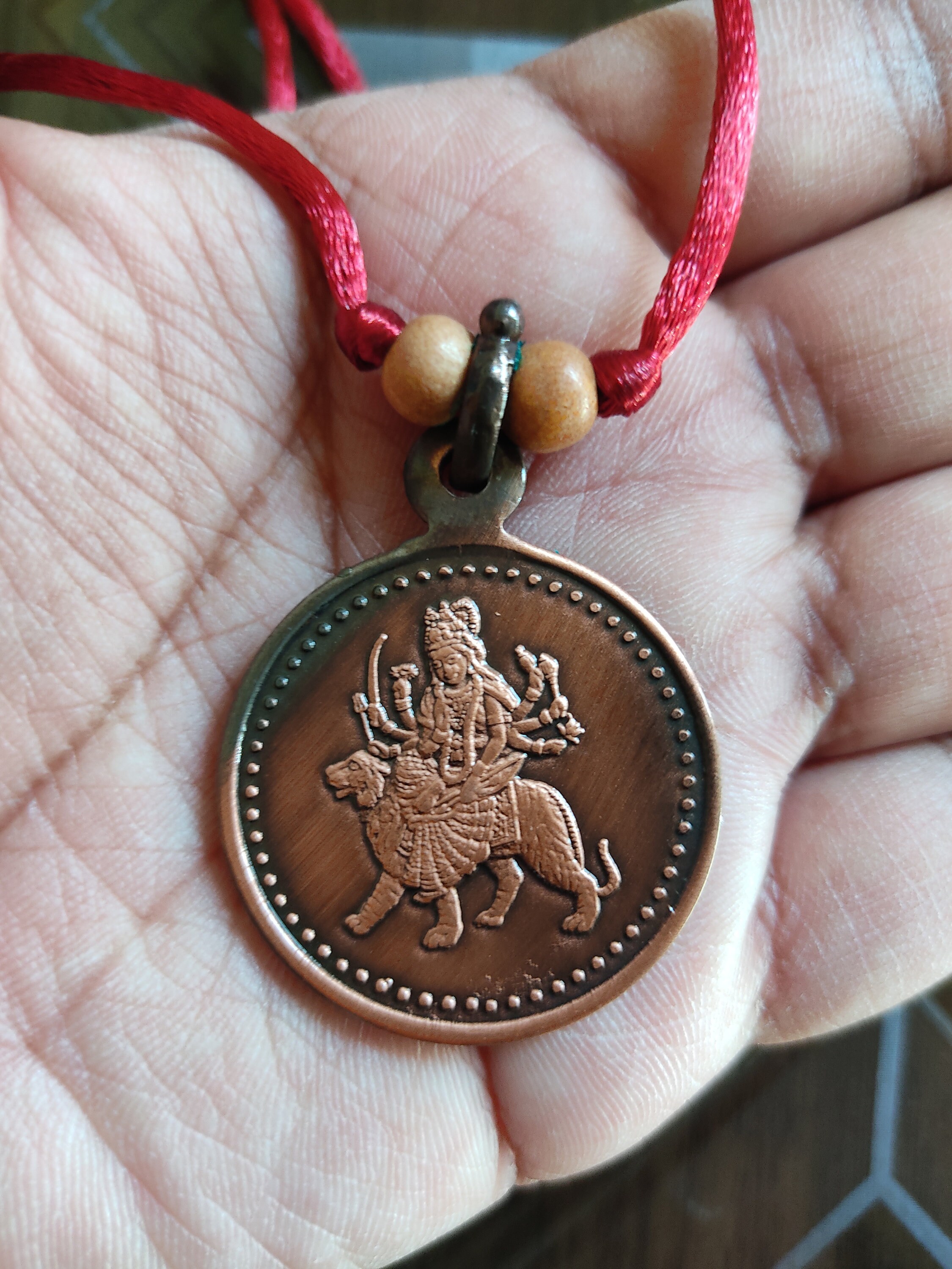 Shree Durga Yantra Locket Copper Finish Antique Energized - Etsy