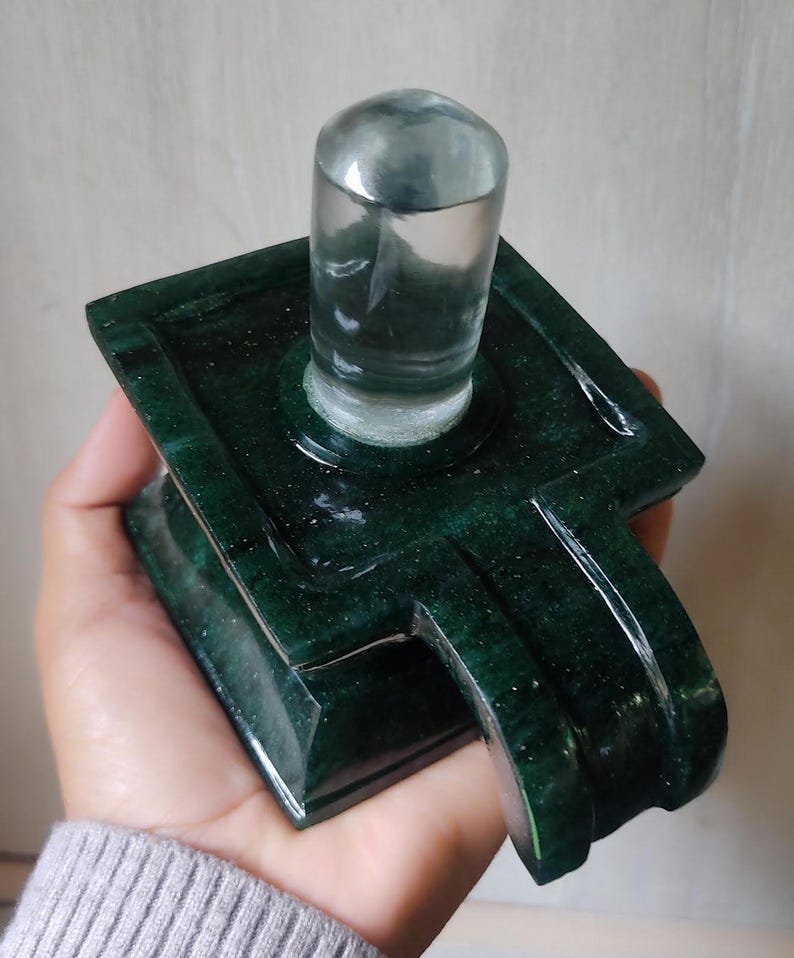 Antique Lord Shiva Shivling Yoni Green Jade Lingam Pure Clear Natural ...